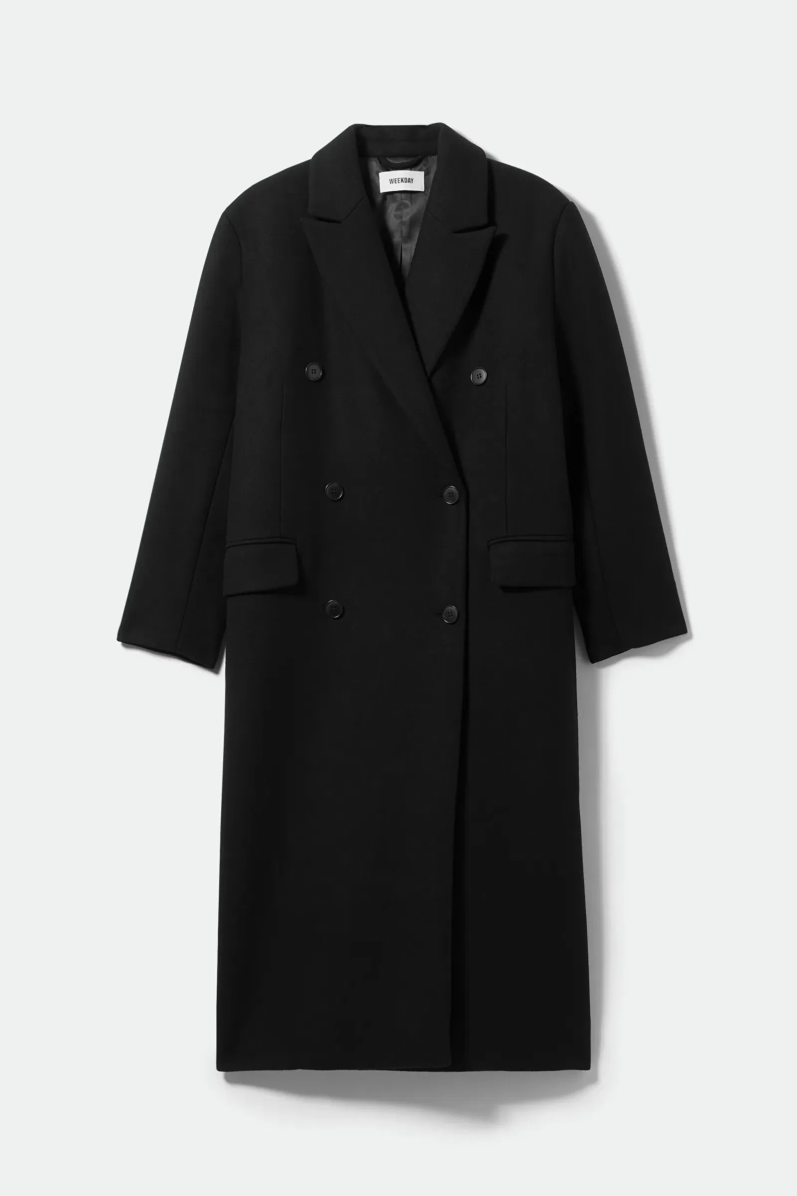 WEEKDAY Alex Wool Coat in Black | Endource