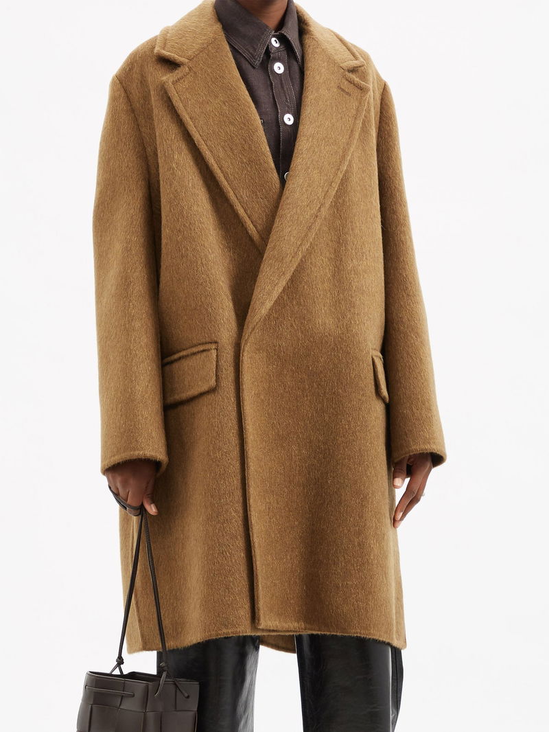 BOTTEGA VENETA Oversized Wool-Blend Felt Overcoat in Brown | endource