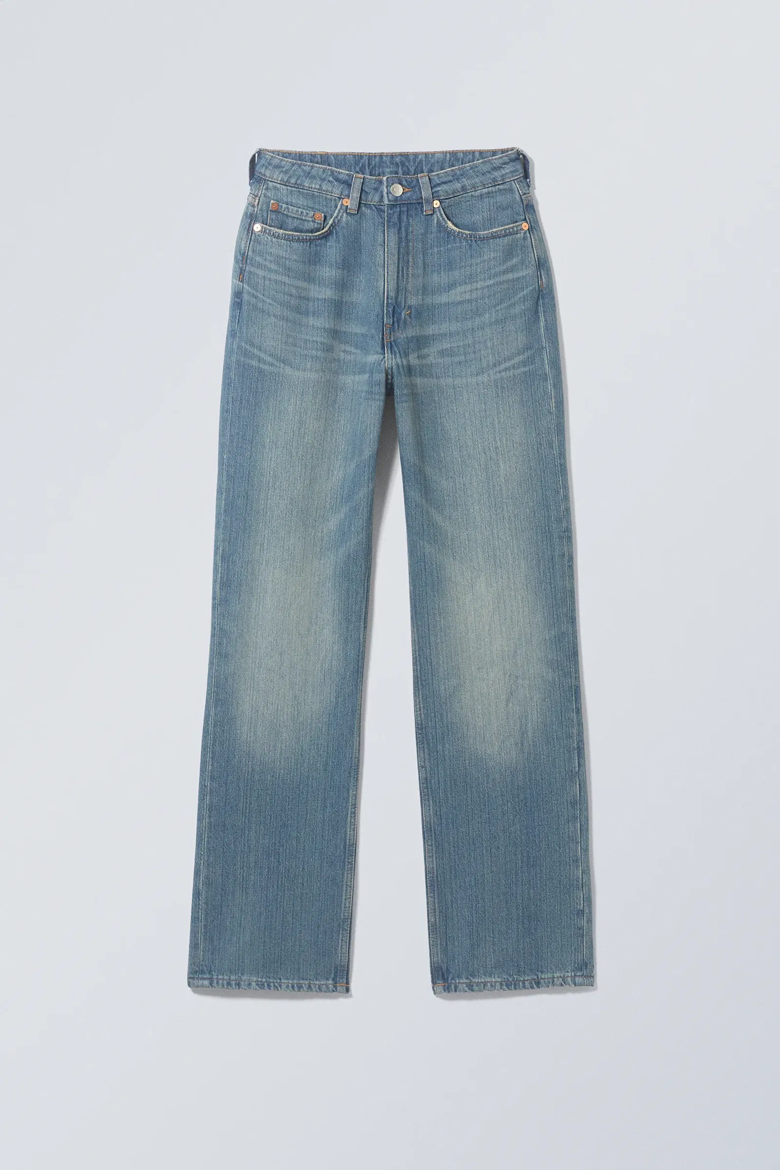 WEEKDAY Rowe Extra High Straight Jeans in Treasure Blue | endource