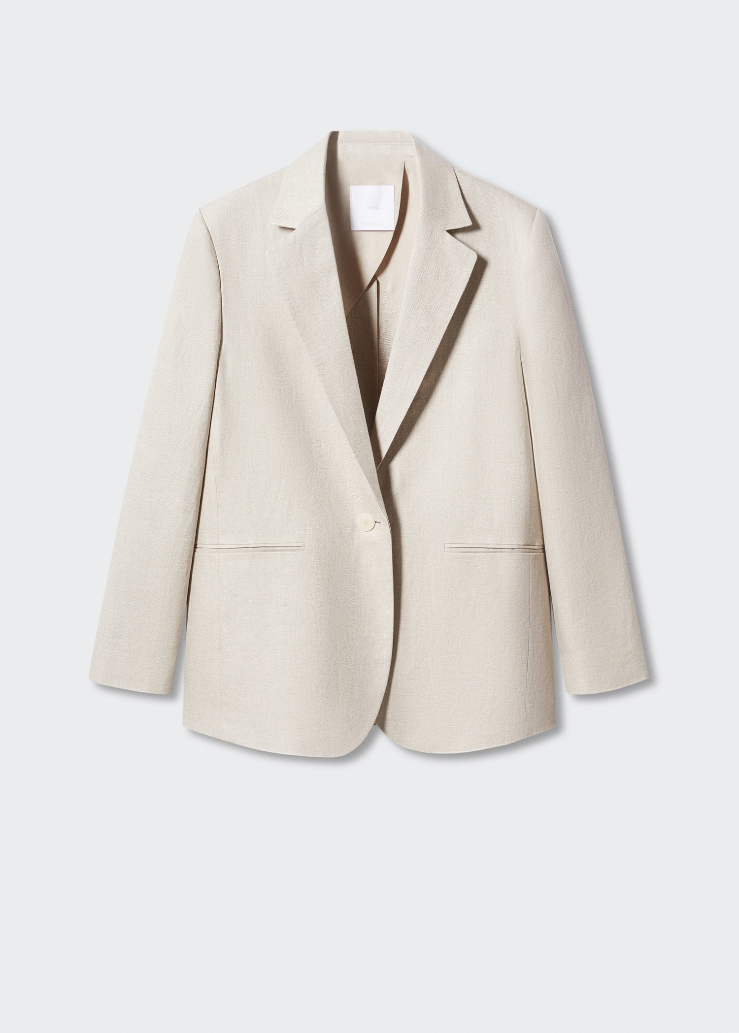 MANGO Linen Blazer Suit in Beige | endource