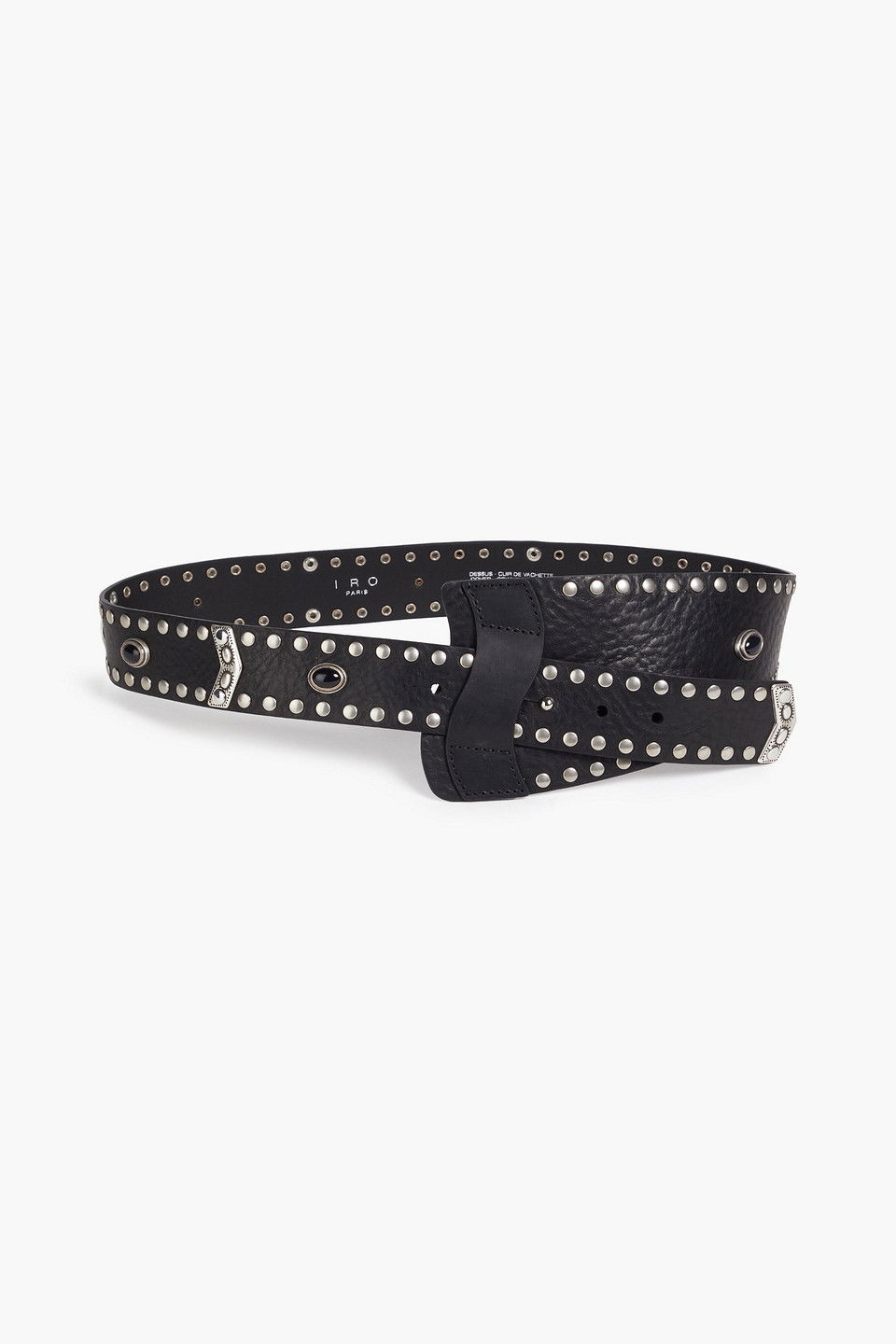 IRO Embellished Pebbled-Leather Belt in Black | Endource