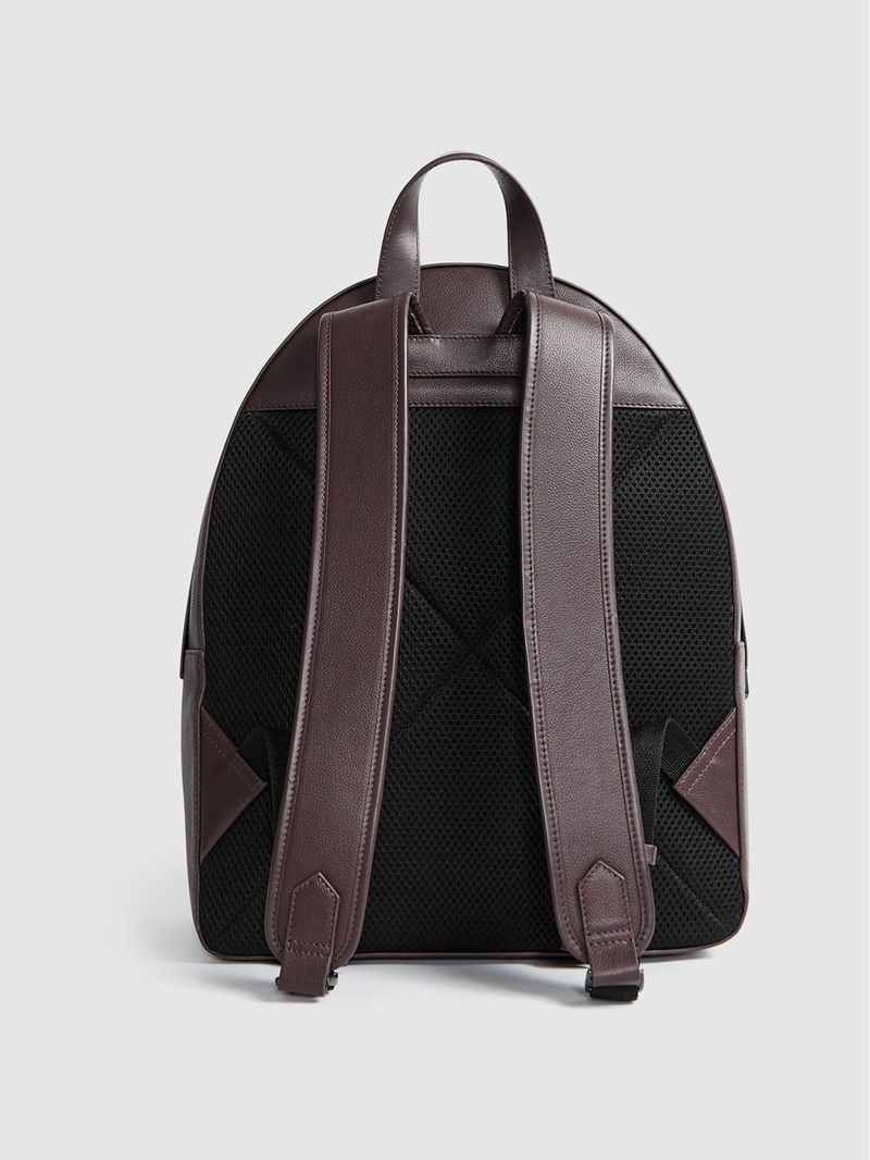 REISS Ethan Leather Backpack in Bordeaux | endource