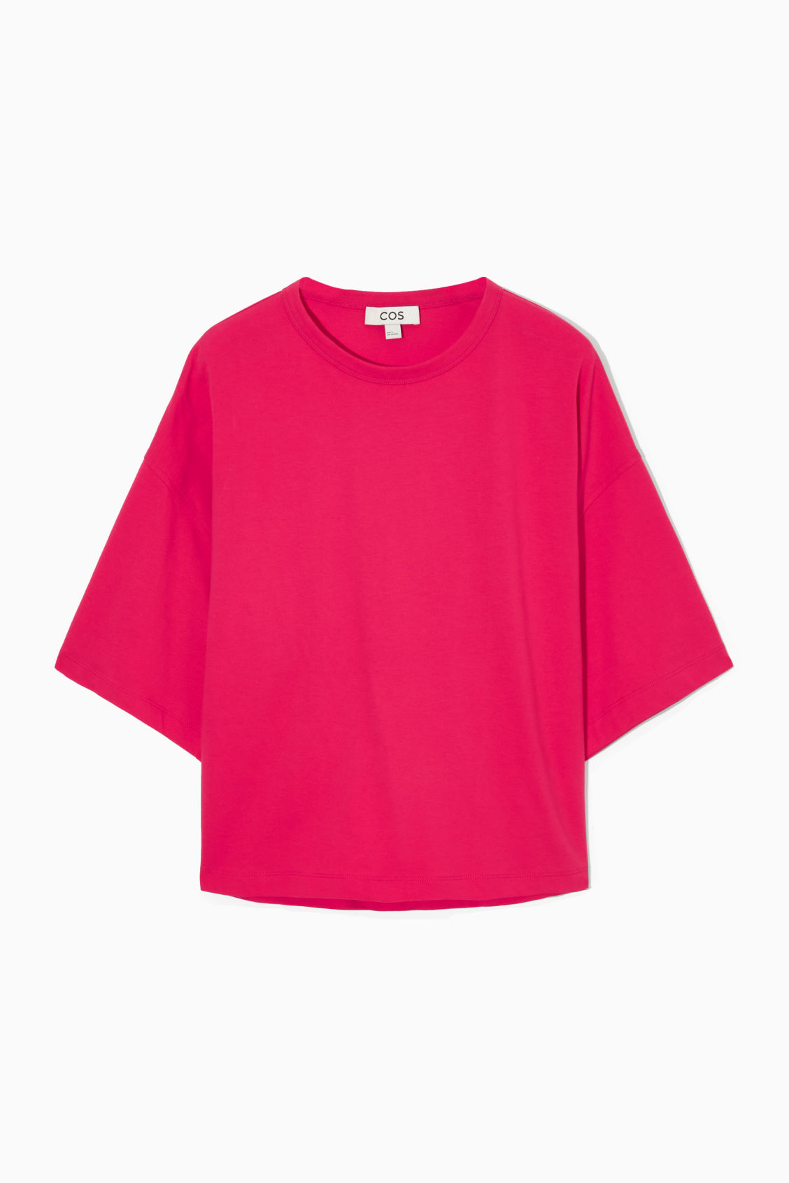 COS Boxy-Fit Curved-Hem T-Shirt in BRIGHT PINK | Endource