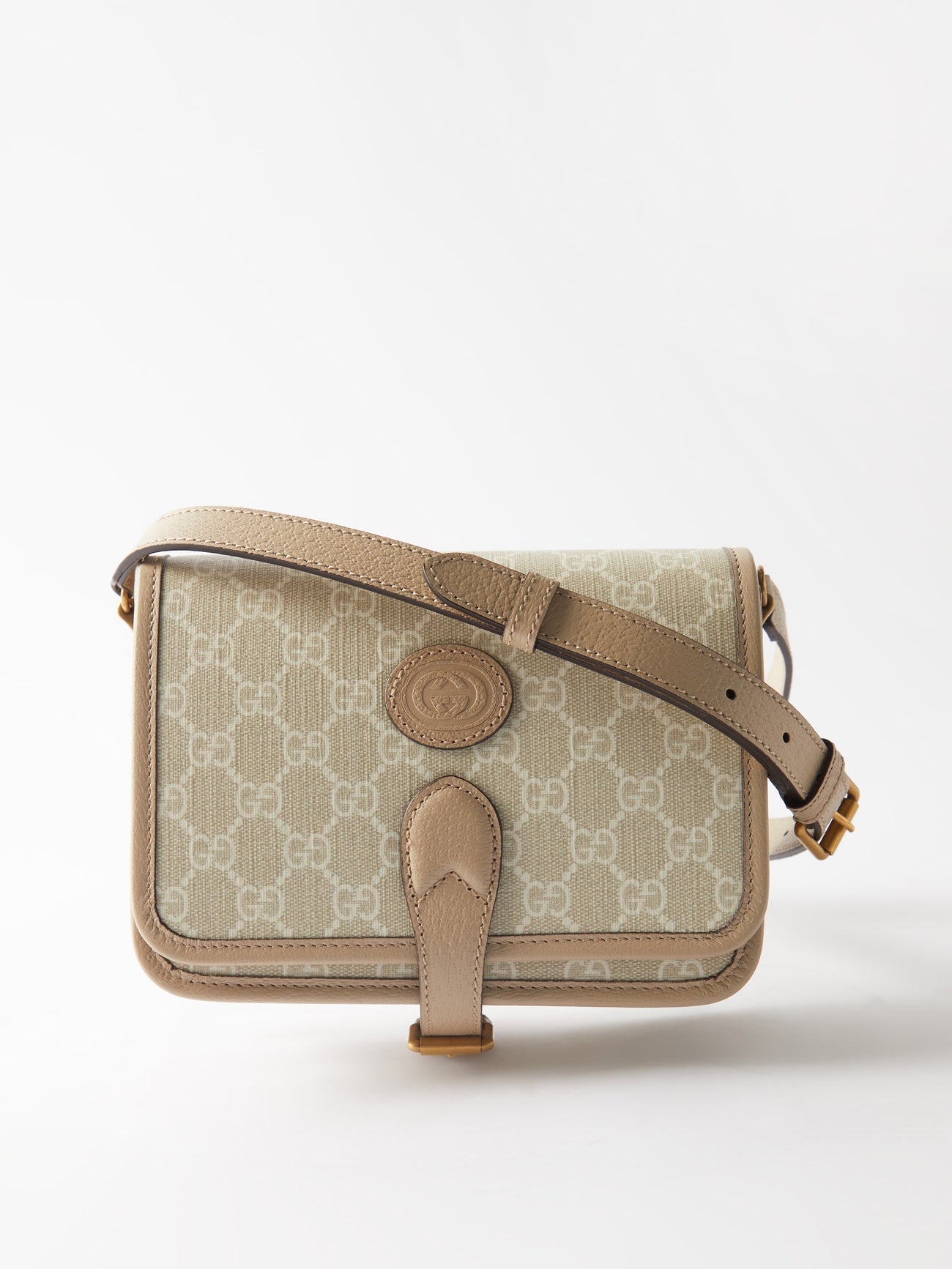 GUCCI GG-Supreme Canvas And Leather Shoulder Bag in Beige | endource