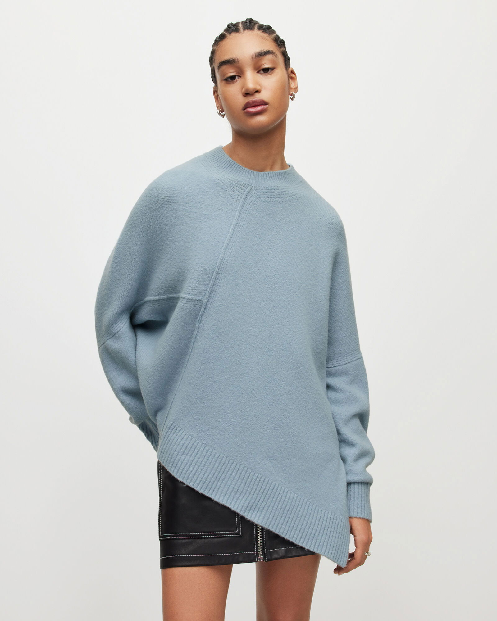 ALLSAINTS Lock Crew Neck Jumper in Slate Blue | endource