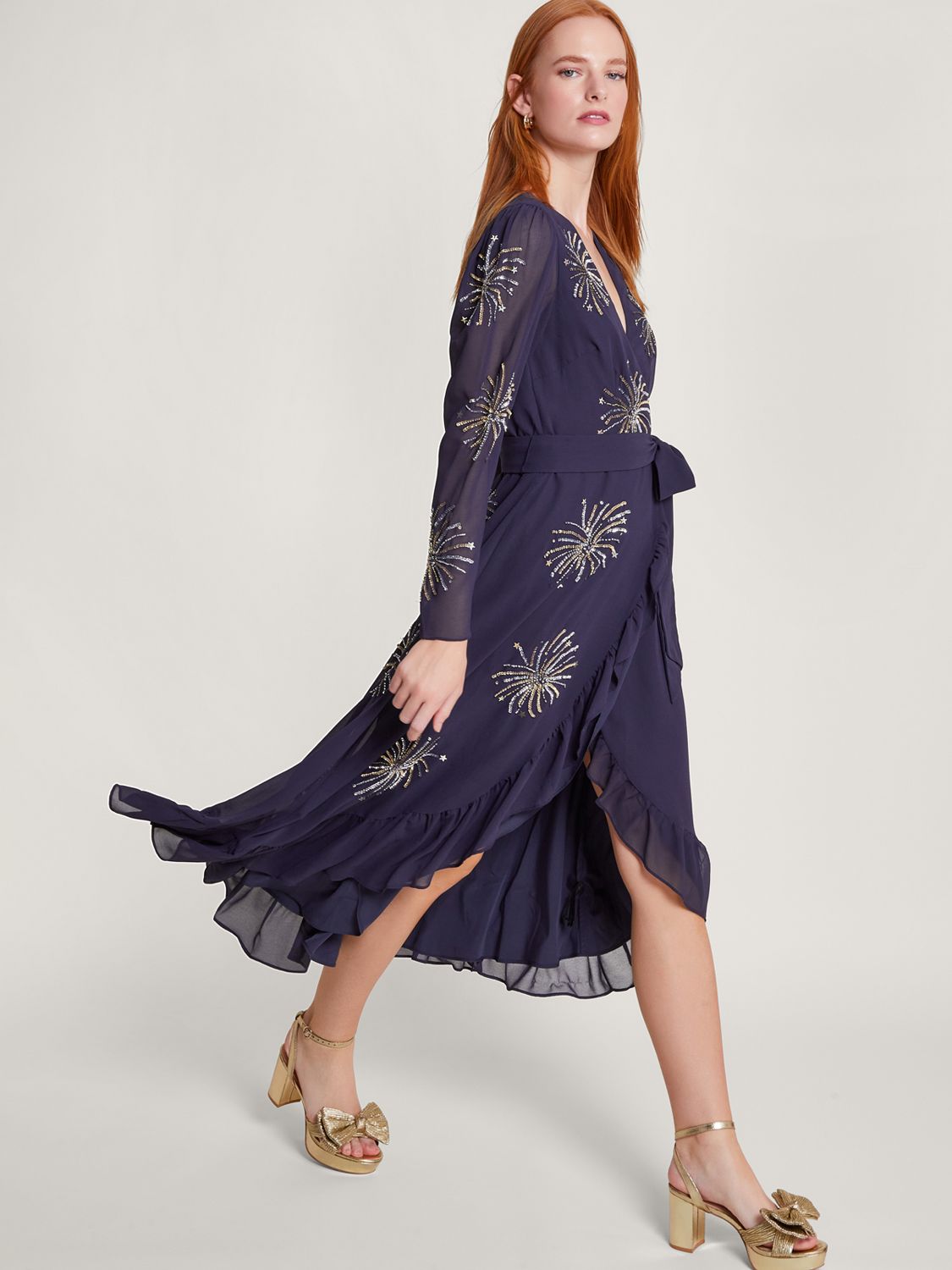 Monsoon Serena Embellished Wrap Dress | endource