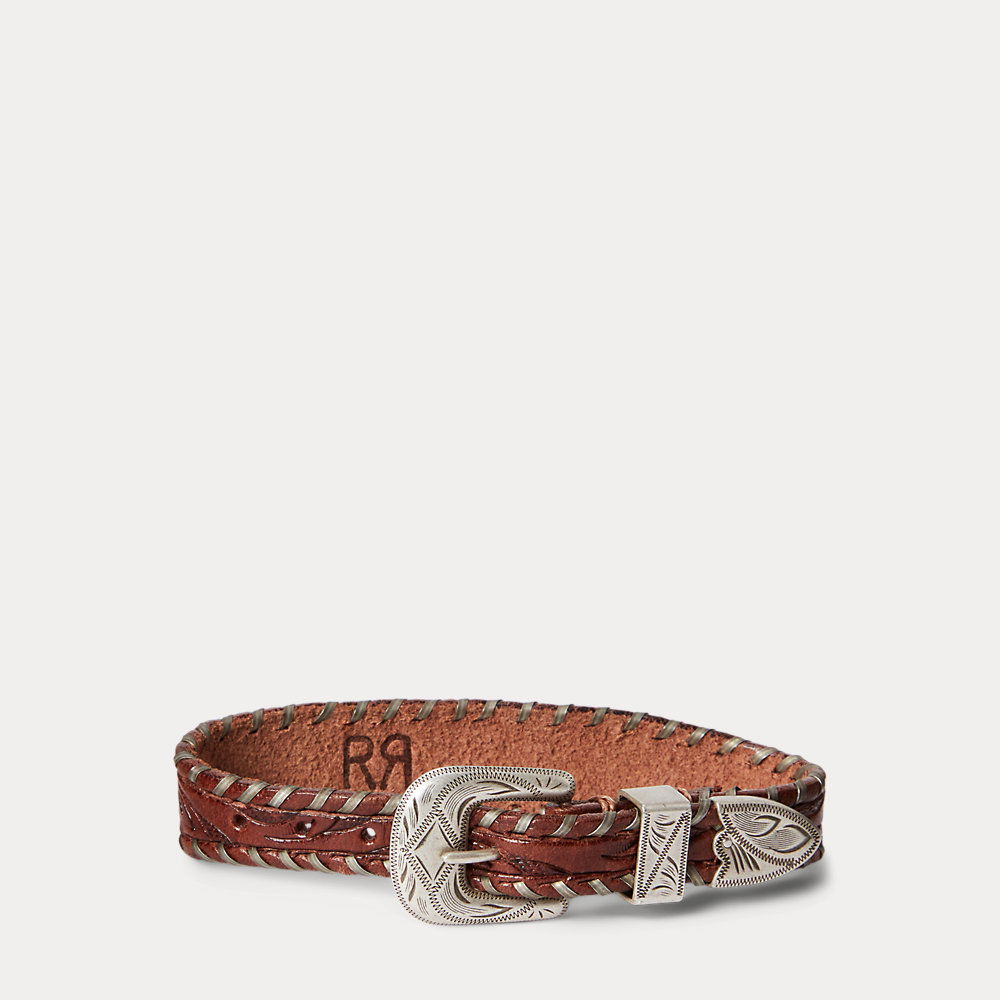 RALPH LAUREN RRL Hand-Tooled Leather Bracelet in Brown | endource