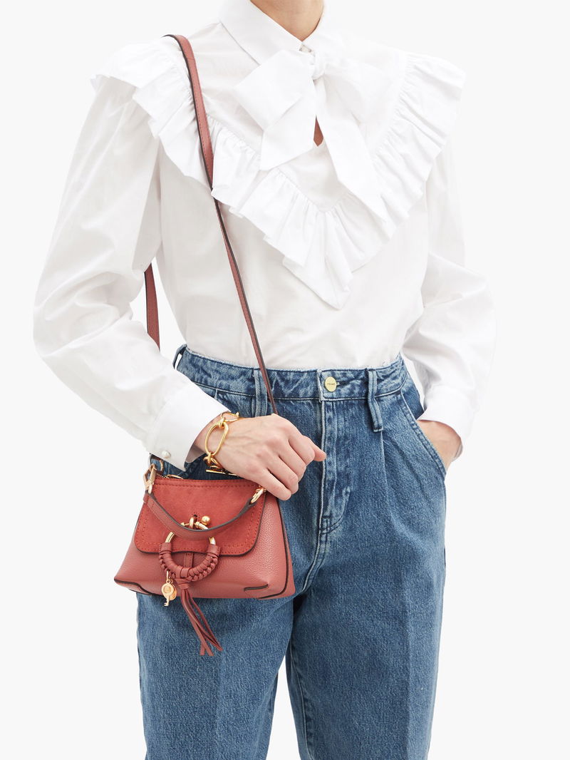 See By ChloÉ Joan Mini Leather And Suede Cross Body Bag In Pink Endource
