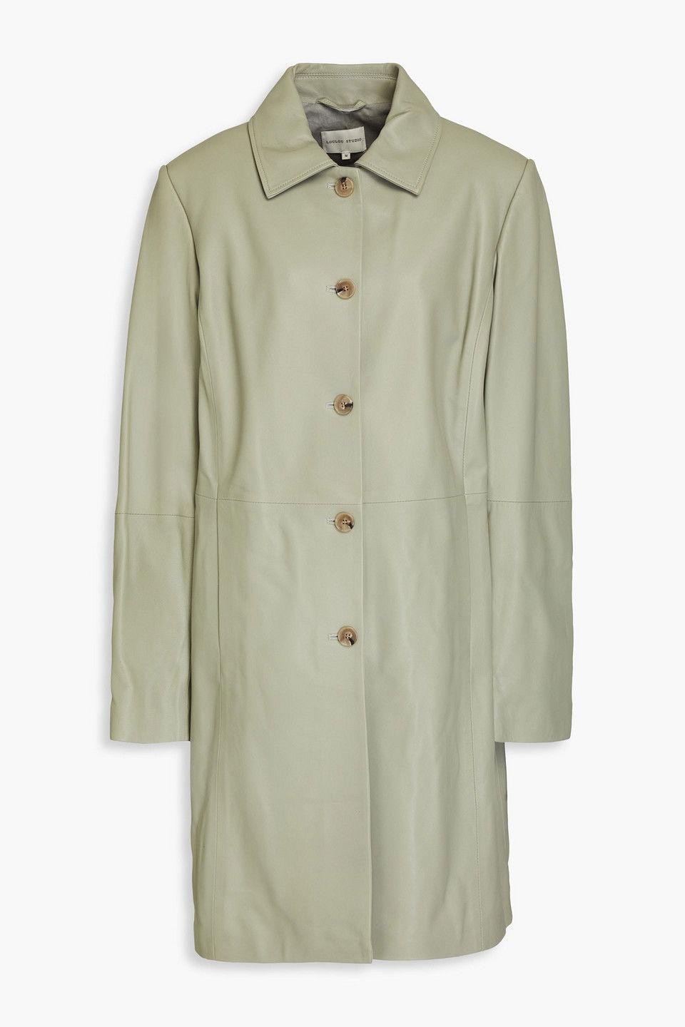 LOULOU STUDIO Uvon Leather Coat in Green | endource