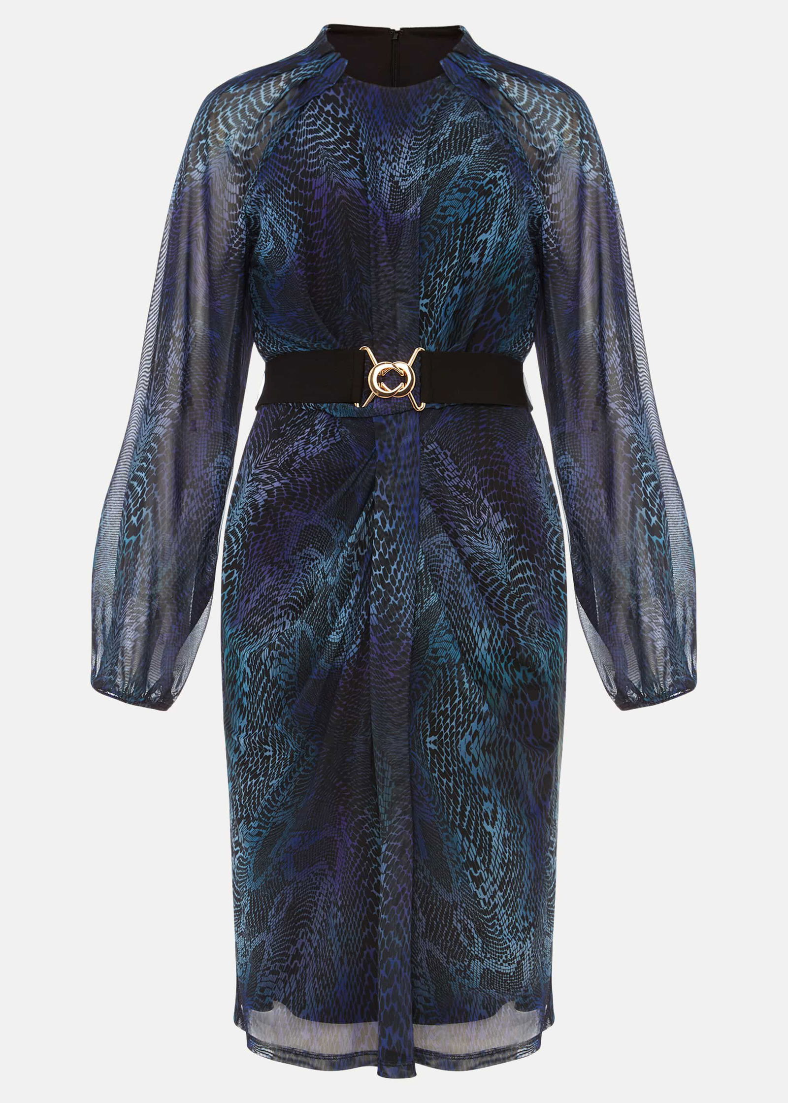 PHASE EIGHT Amelie Snake Print Dress in Teal/Black | endource