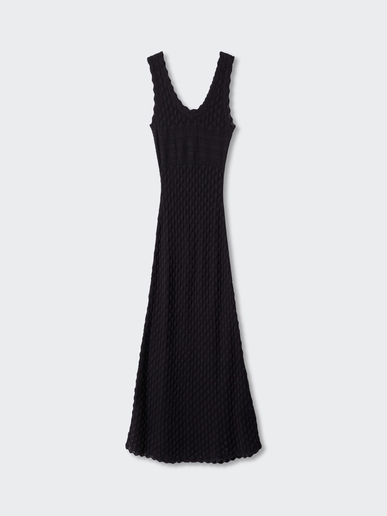 MANGO Rustin Open-Work Long Dress in Black | endource