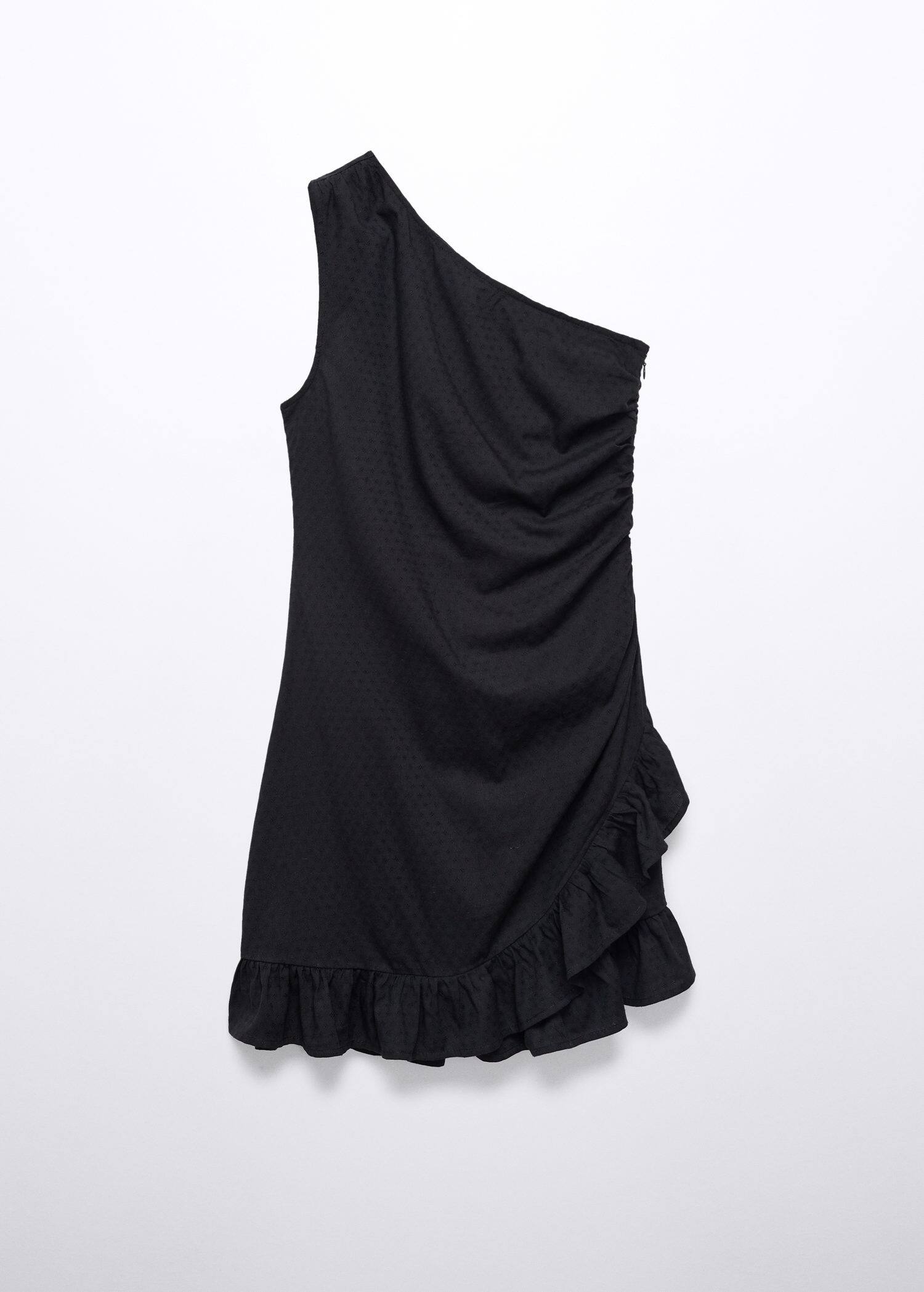 MANGO Ruffle Detail Dress in Black | Endource