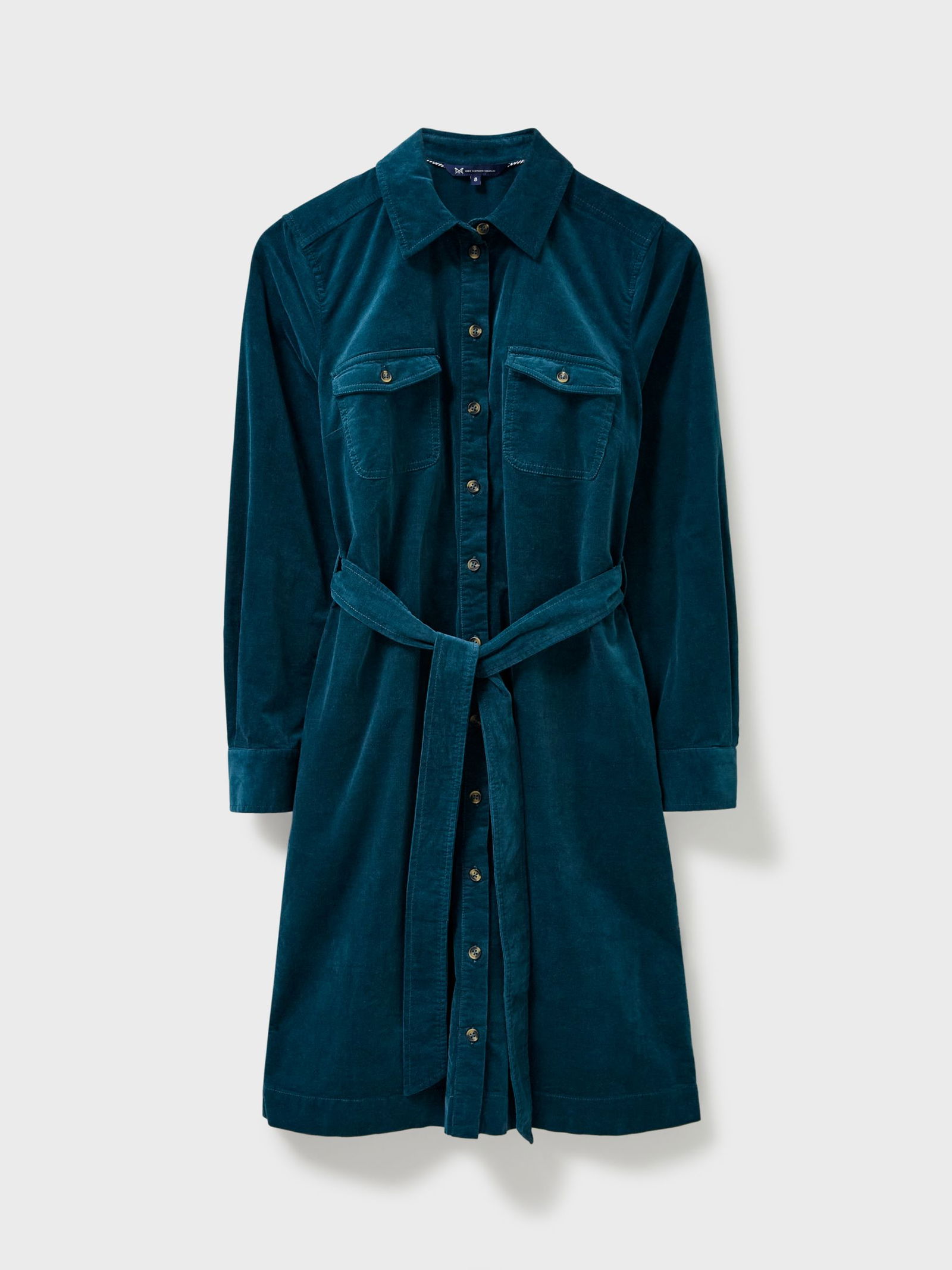 CREW CLOTHING Elsie Cord Shirt Dress in Teal Blue | endource