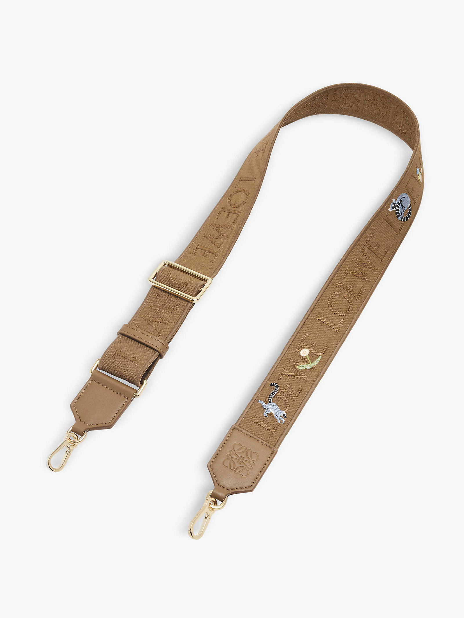 LOEWE Loewe x Suna Fujita - Lemur-Embroidered Bag Strap in OAK | Endource