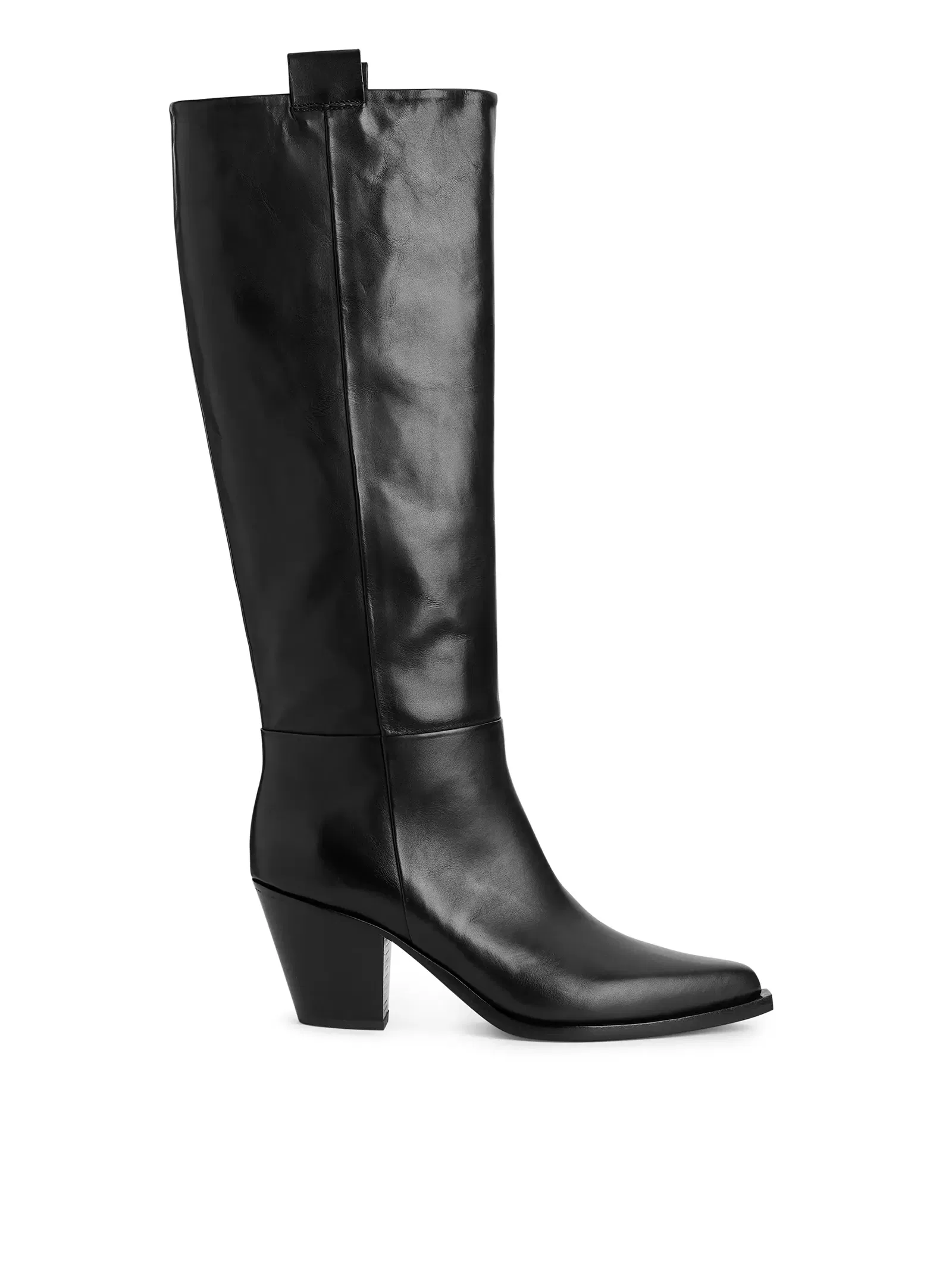 ARKET Angled Heel High Leather Boots | Endource