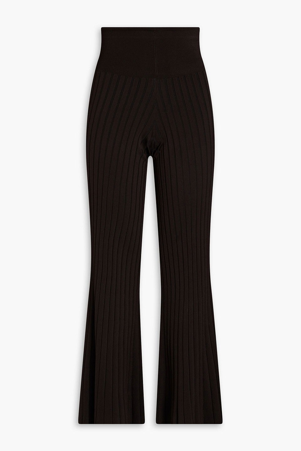 A.L.C. Astrid Ribbed-Knit Flared Pants in Brown | endource