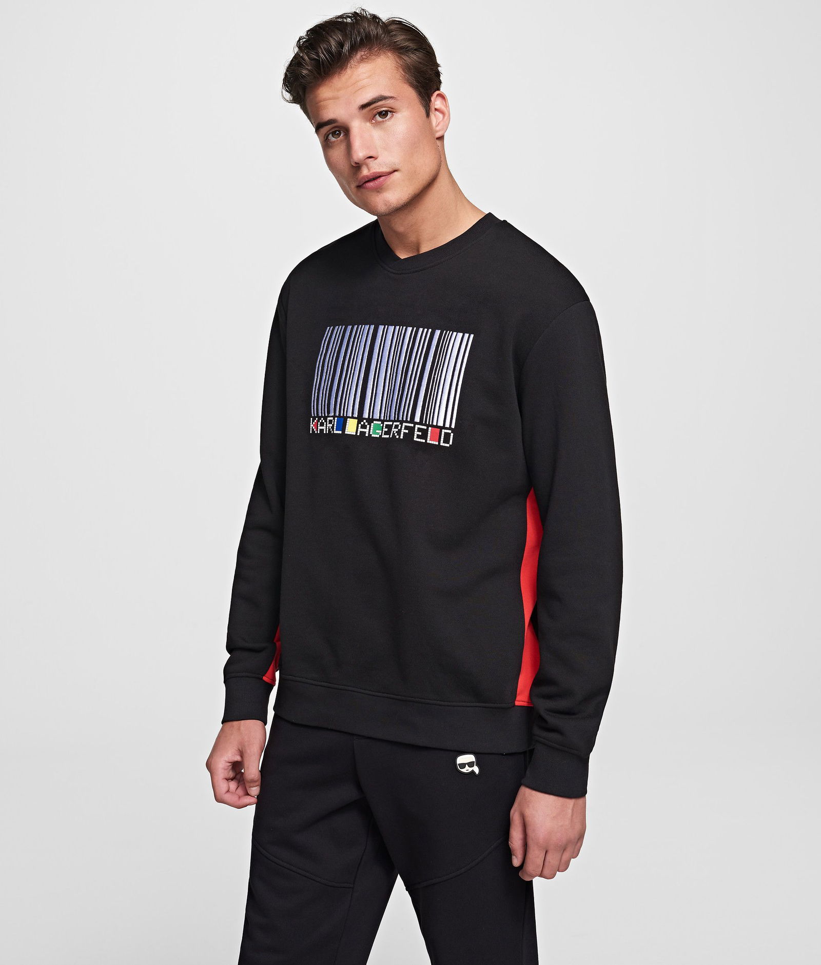 KARL LAGERFELD Barcode Pixel Logo Sweatshirt in Black | endource