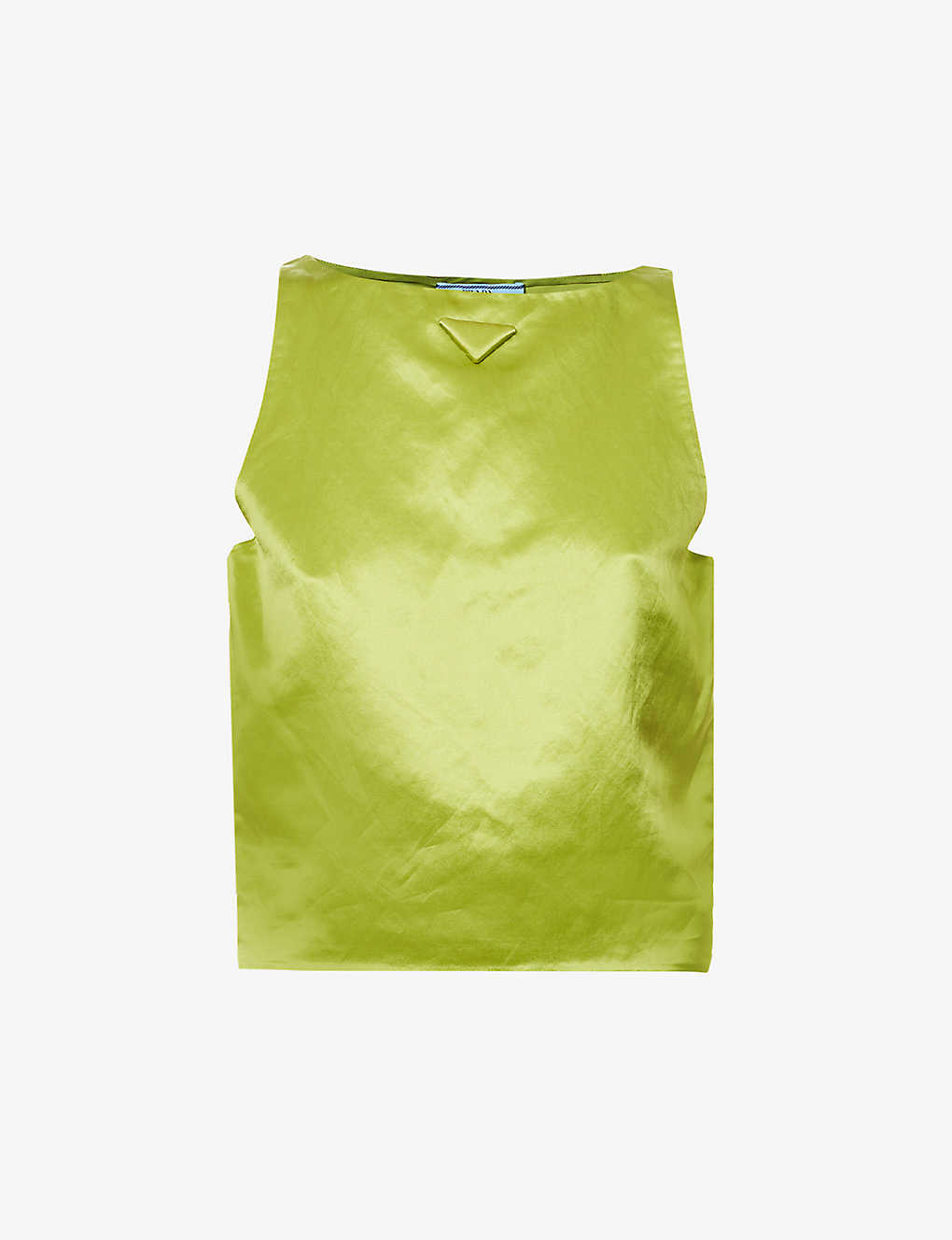 PRADA Triangle-Appliqué Satin Top in FELCE | Endource