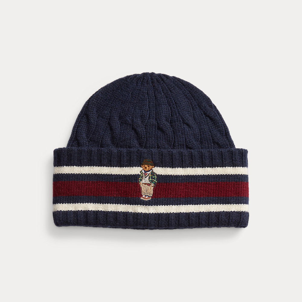 POLO RALPH LAUREN Polo Bear Cable-Knit Cricket Beanie in Blue | endource