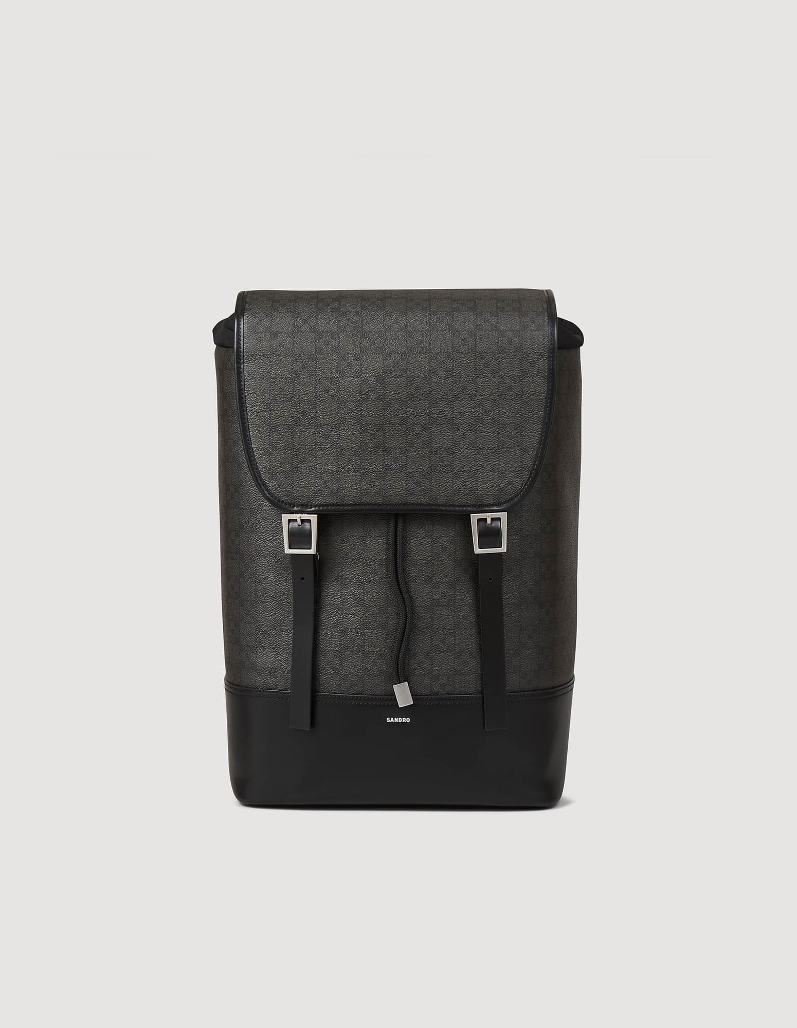SANDRO Square Cross Coated Canvas Backpack | endource