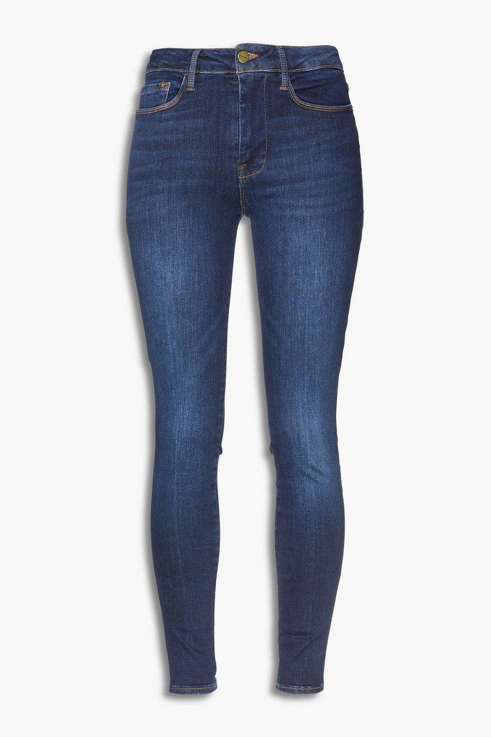 FRAME Le One Mid-Rise Skinny Jeans in Blue | endource