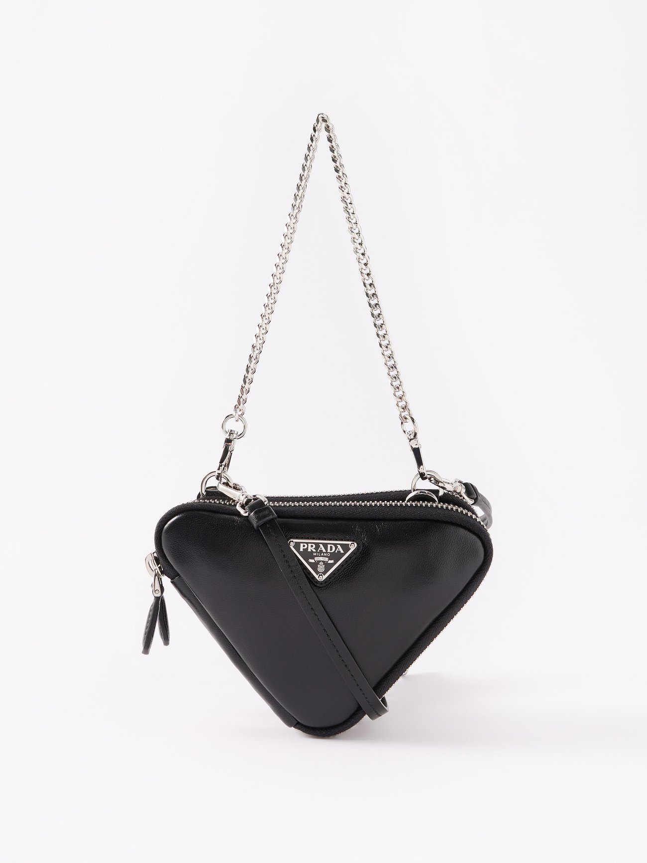 PRADA Triangle Mini Leather Cross-Body Bag | endource
