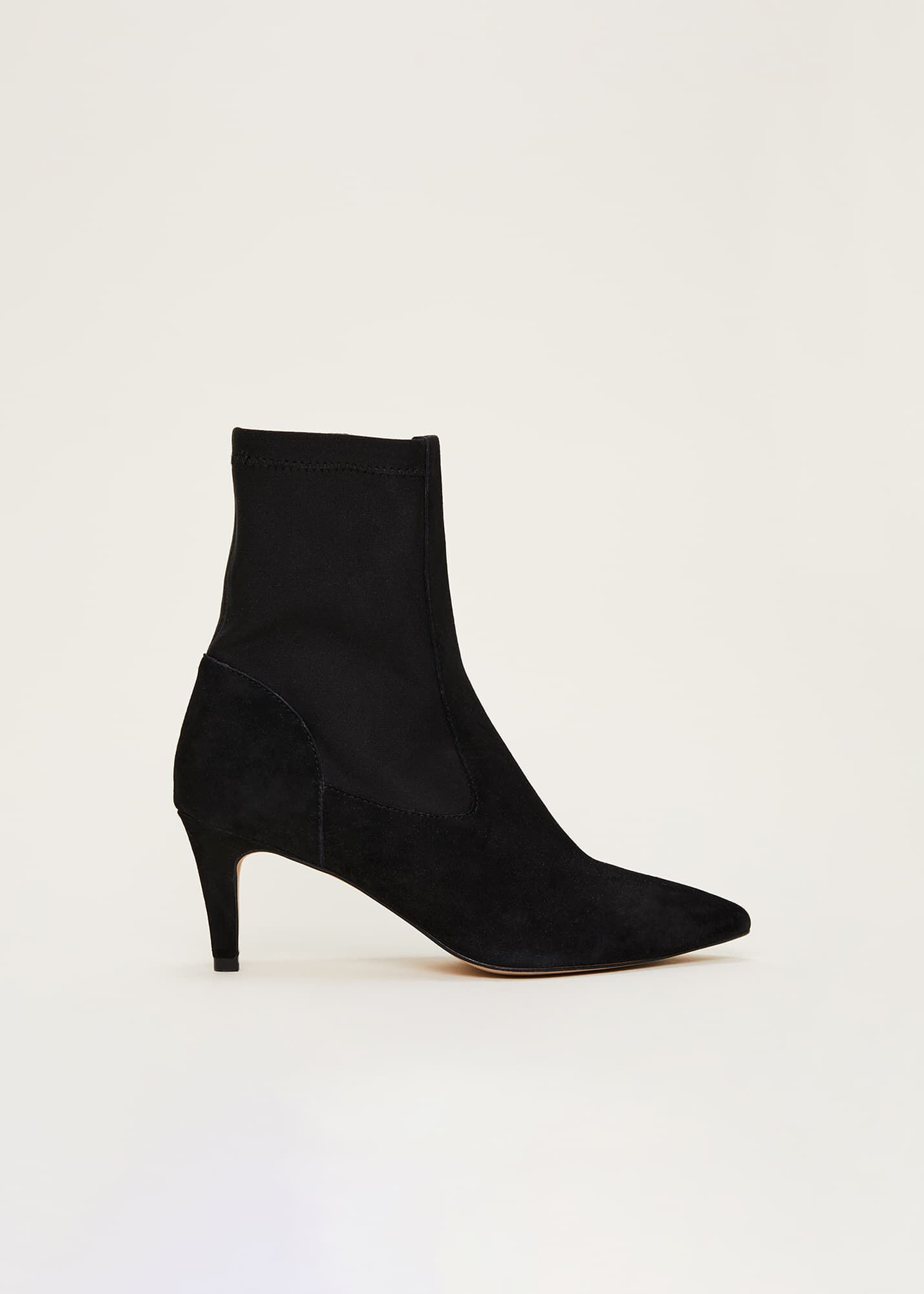 Phase Eight Suede Sock Boot in Black | Endource