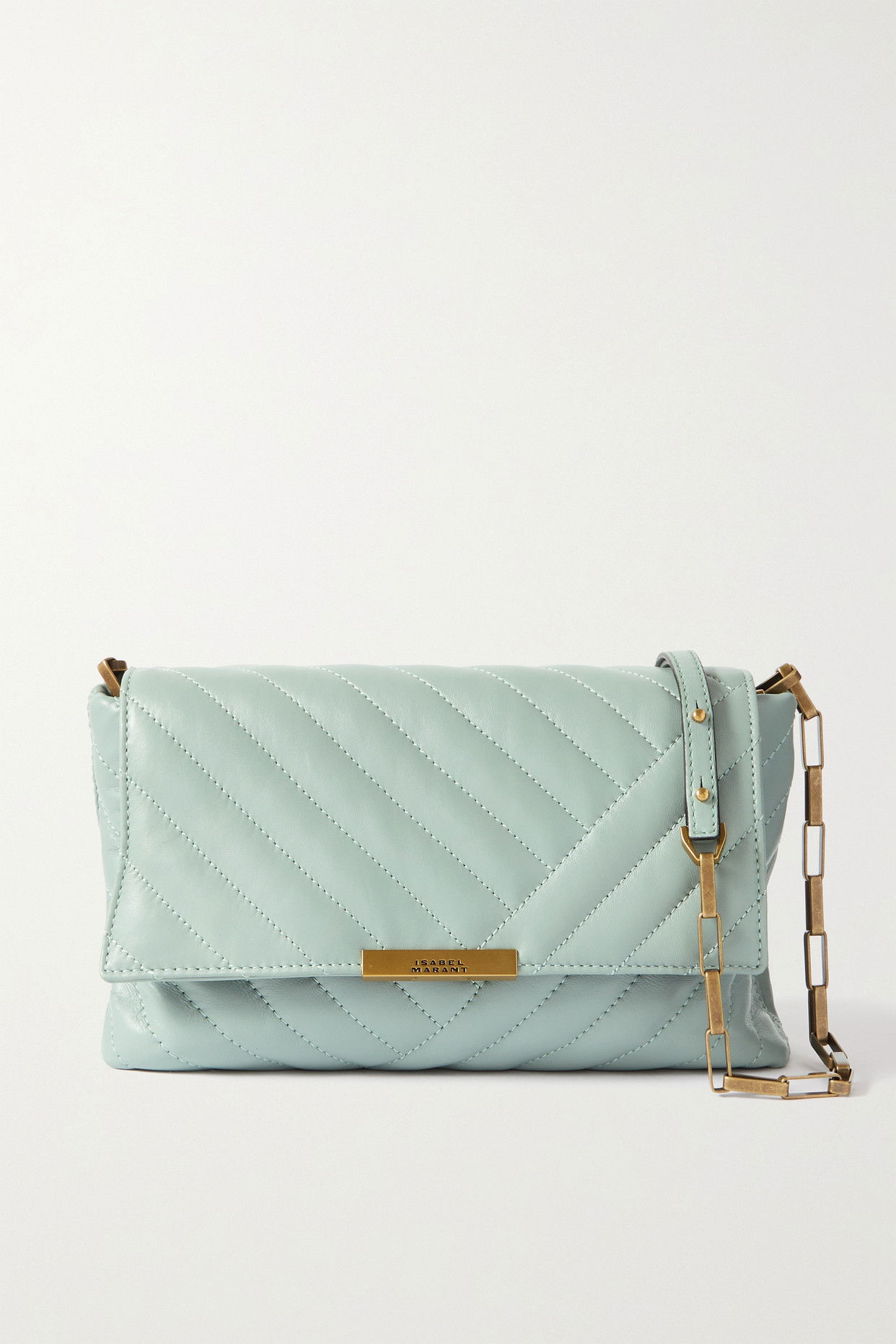 ISABEL MARANT Merine Quilted Leather Shoulder Bag in Green | endource