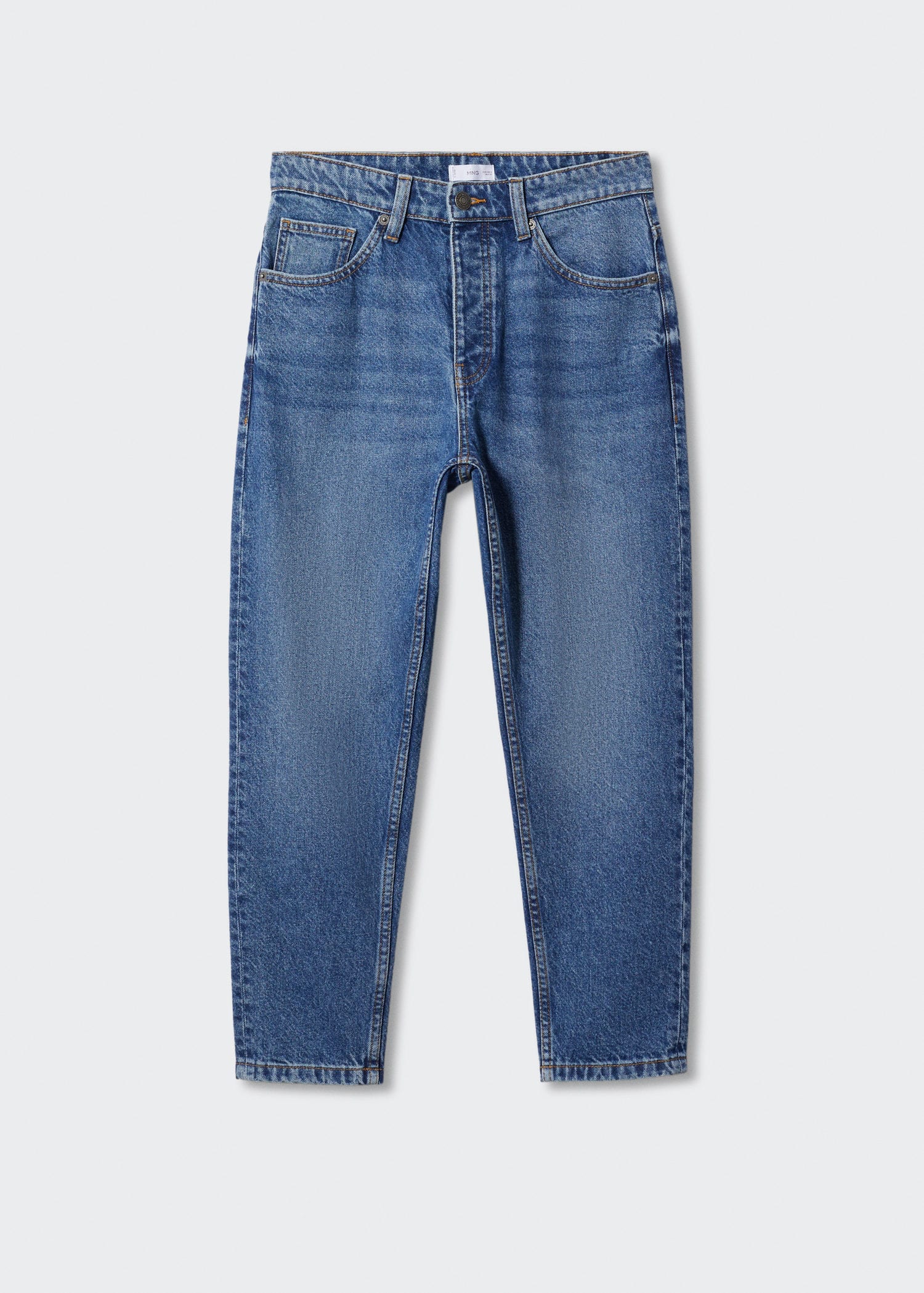 MANGO Buttons Straight Jeans in Medium Blue | endource