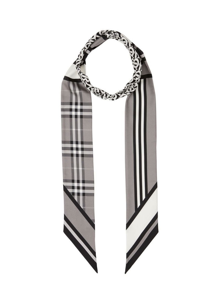 BURBERRY Montage Print Silk Skinny Scarf | endource