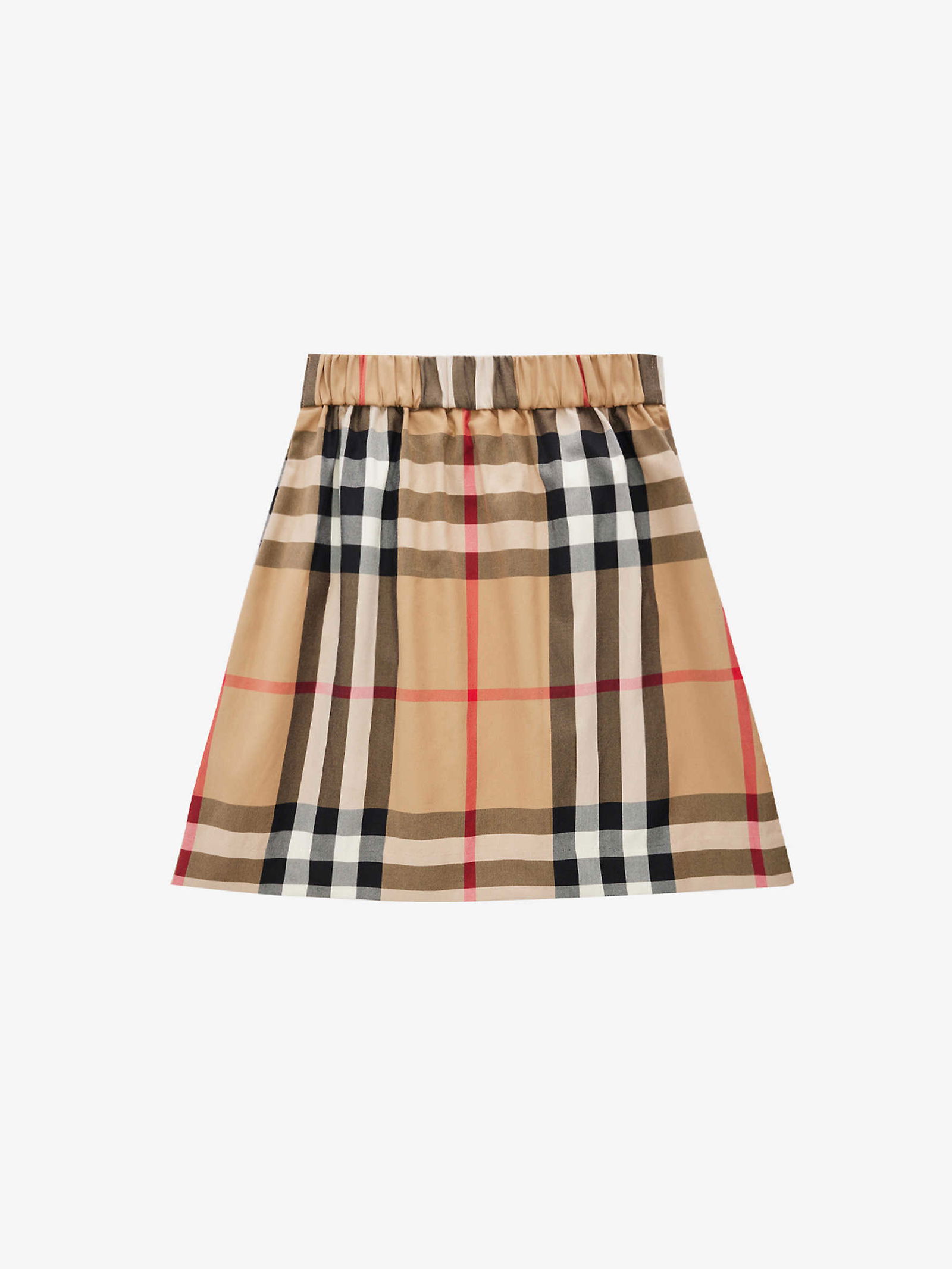 BURBERRY Checked Pleated Cotton Skirt in Archive Beige Ip Chk | Endource