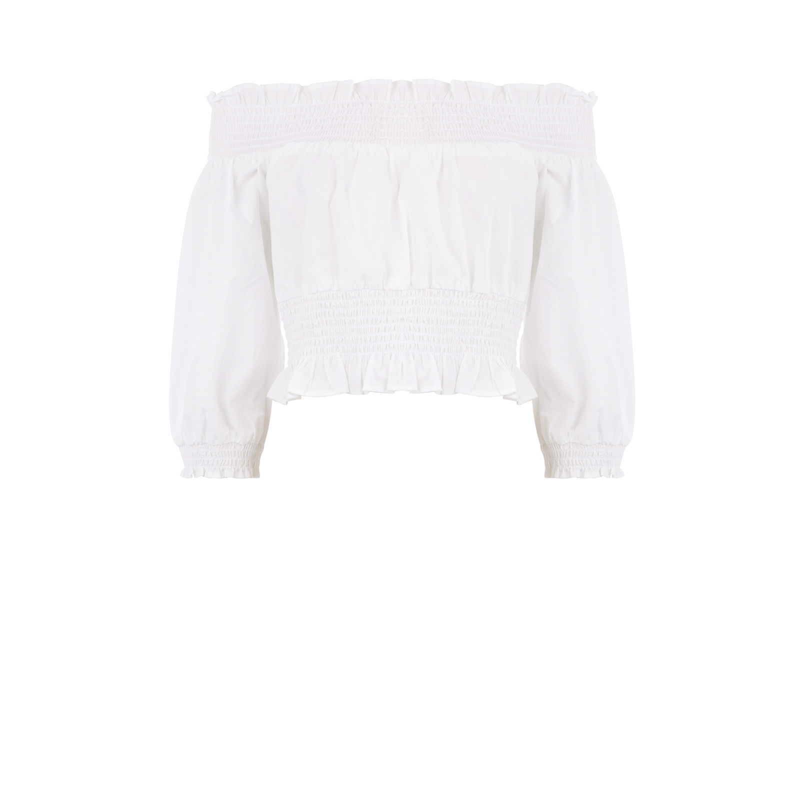 WAREHOUSE Smock Detail Bardot Top | endource