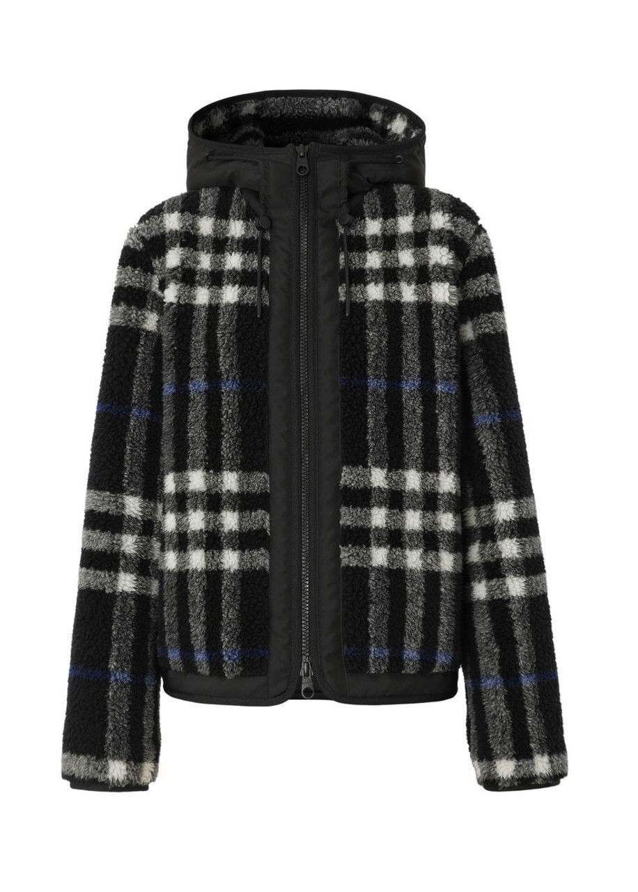 BURBERRY Exaggerated Check Fleece Hooded Jacket | endource