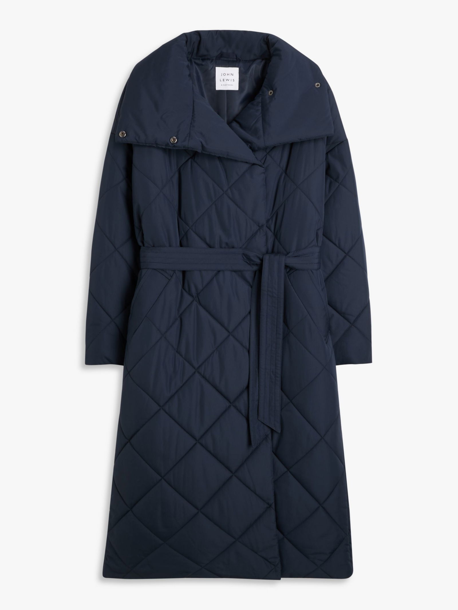 JOHN LEWIS Longline Diamond Quilted Coat in Stone | endource
