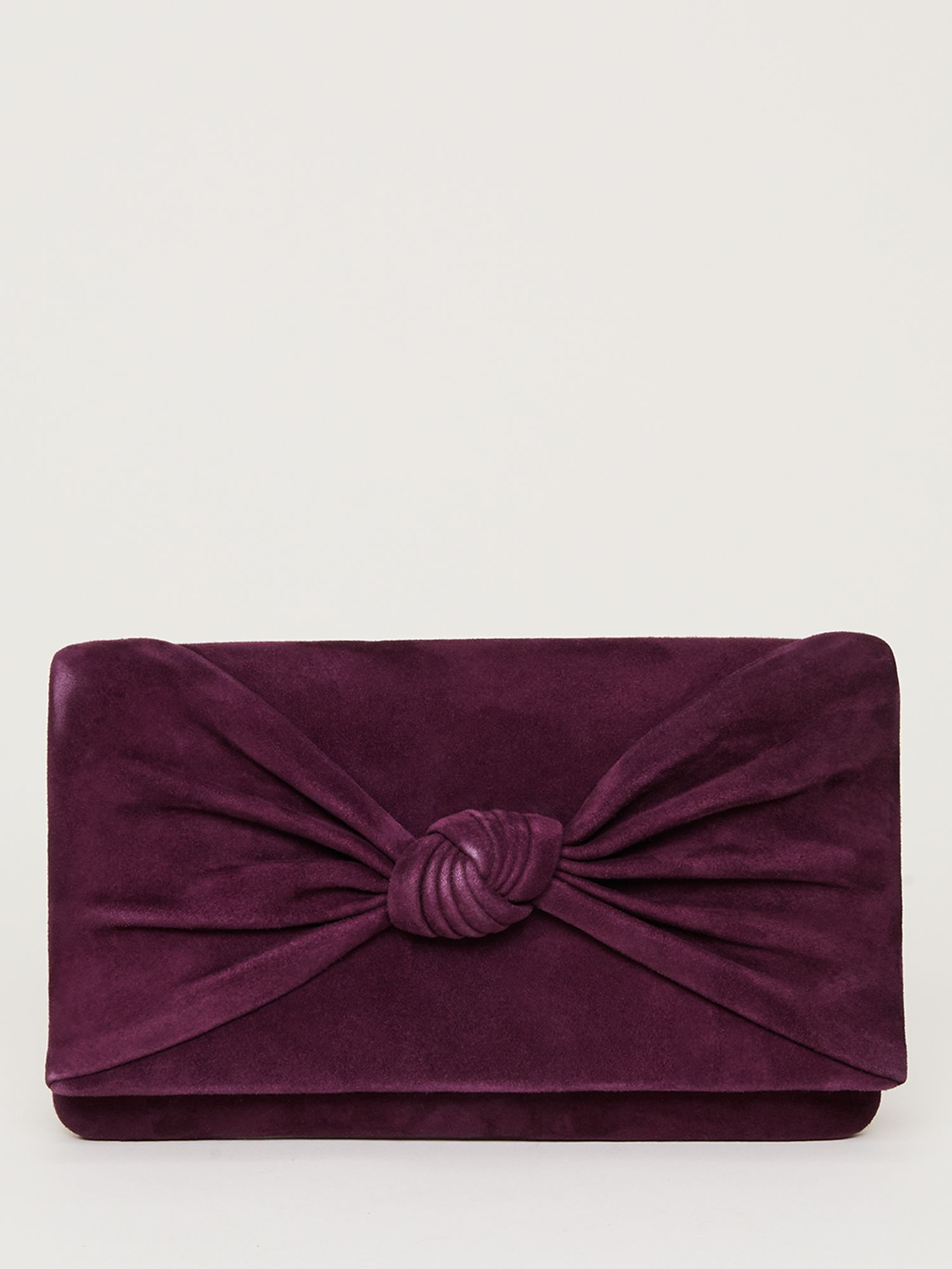 PHASE EIGHT Velvet Knot Front Clutch Bag in Plum | endource