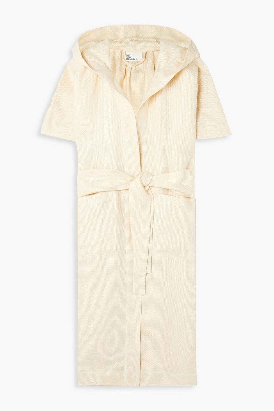 LISA MARIE FERNANDEZ Belted Linen-Gauze Hooded Robe | endource