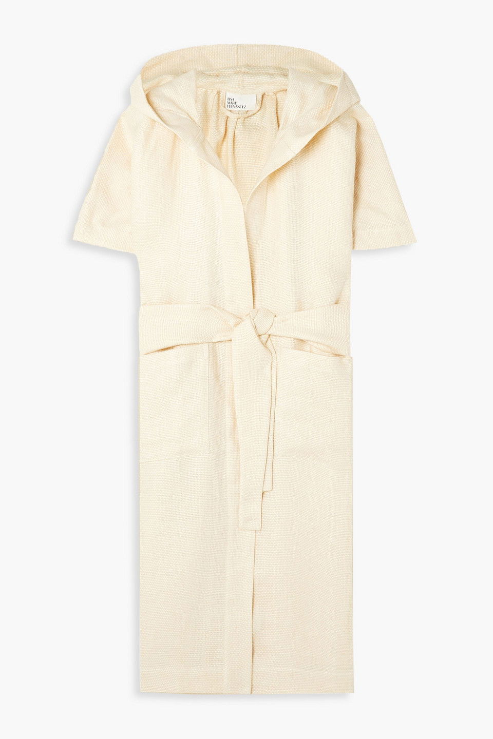 LISA MARIE FERNANDEZ Belted Linen-Gauze Hooded Robe in Neutral | endource