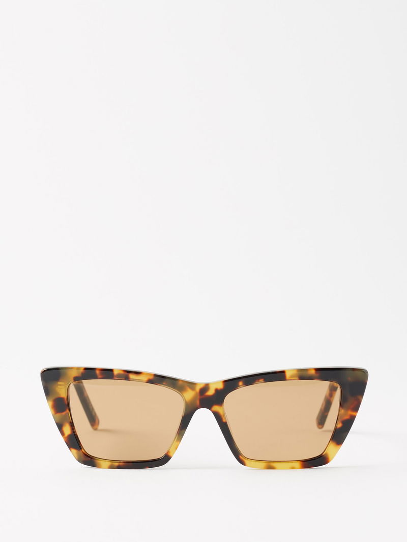 Saint Laurent Mica Cat Eye Tortoiseshell Acetate Sunglasses In Brown