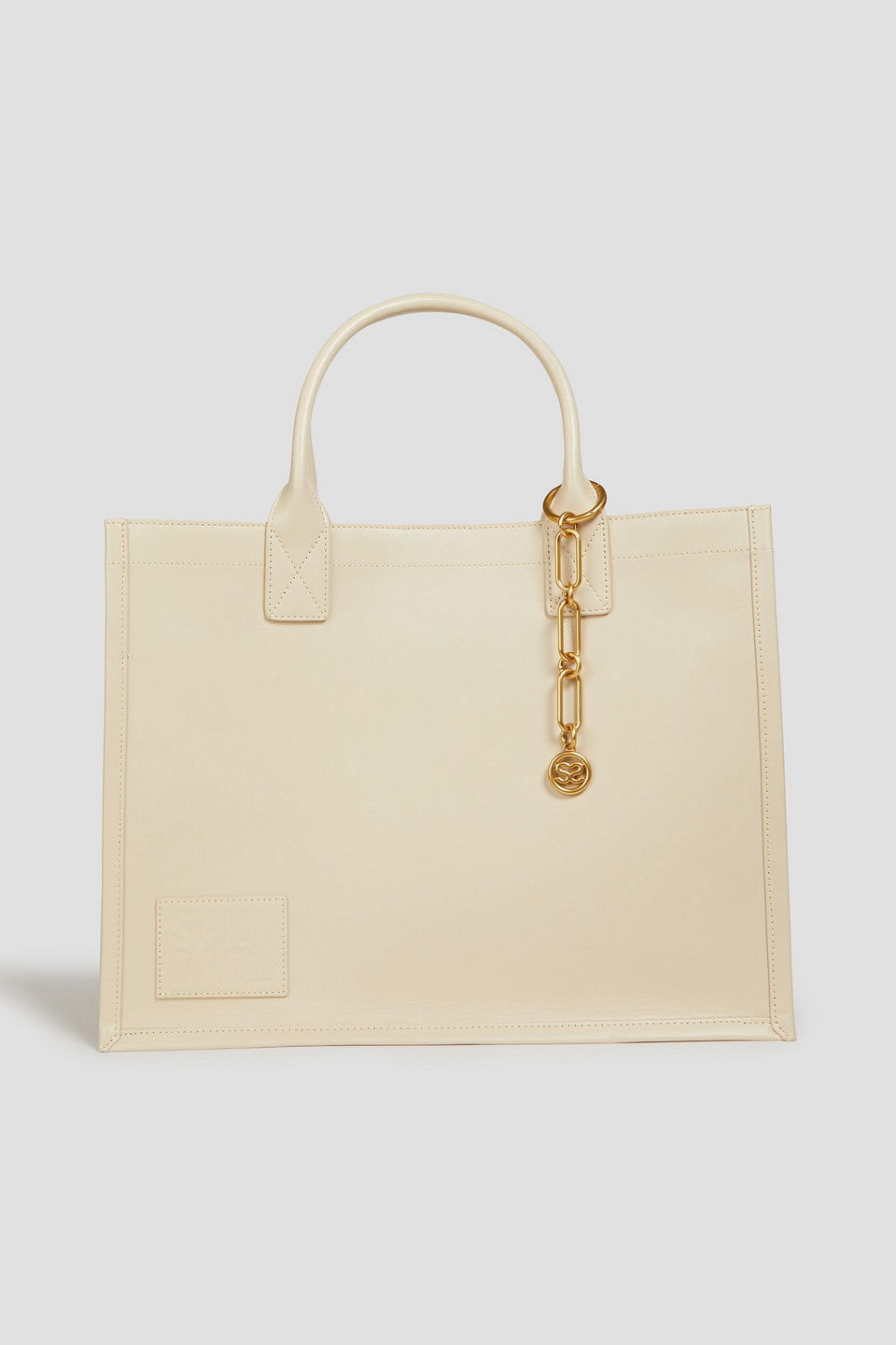 SANDRO Leather Tote in White | Endource
