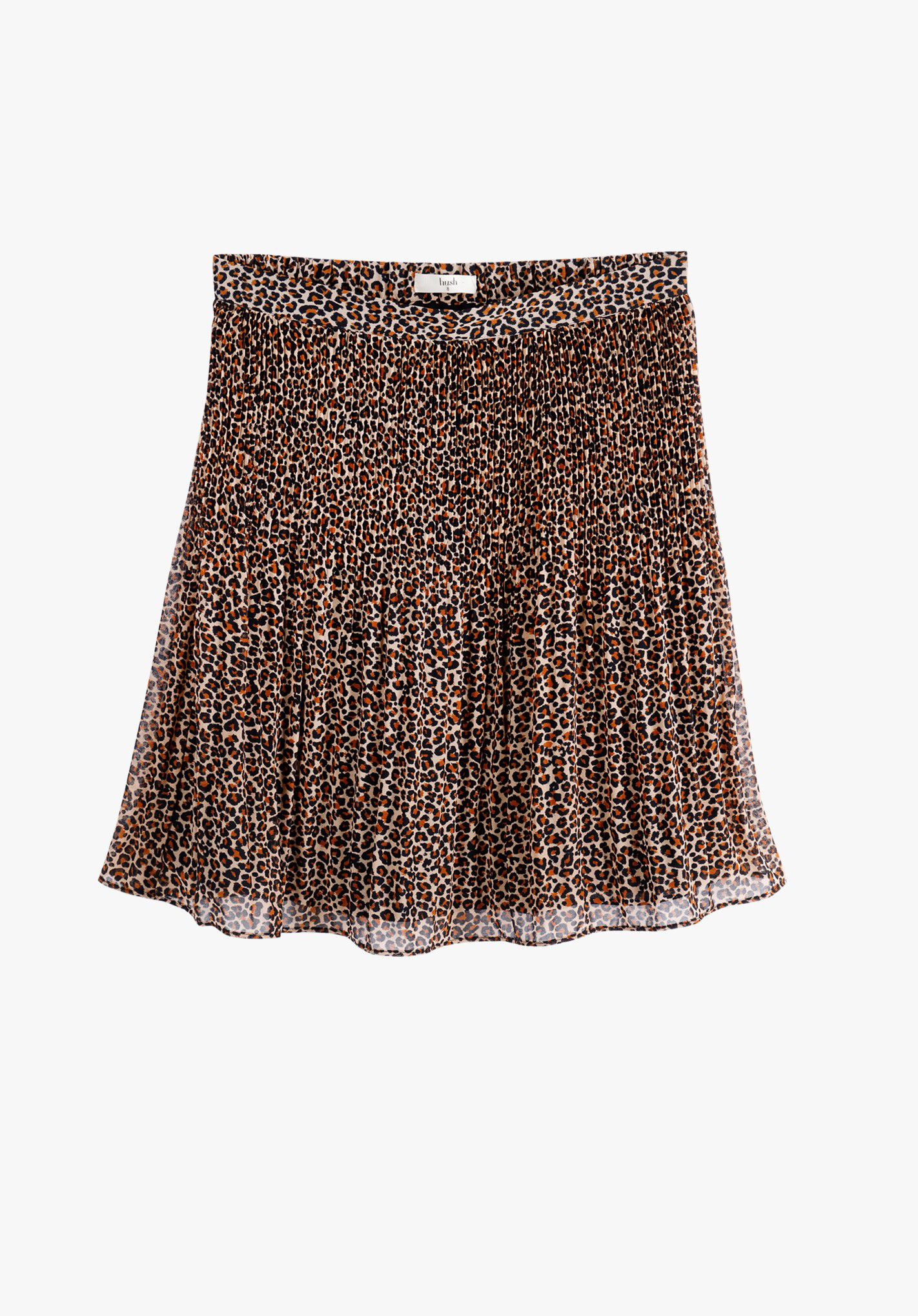 HUSH Nevah Pleated Mini Skirt in Mini Natural Leopard | endource