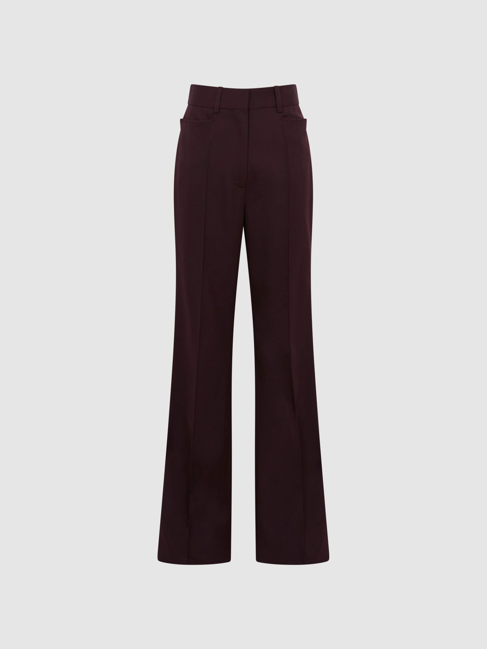 REISS Berry Flora Wool Blend Tailored Trousers in Berry | Endource