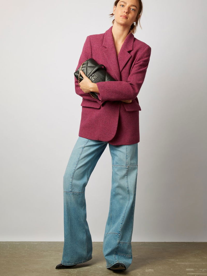 Gerard Darel Natty Wool Blend Blazer in Fuchsia | endource