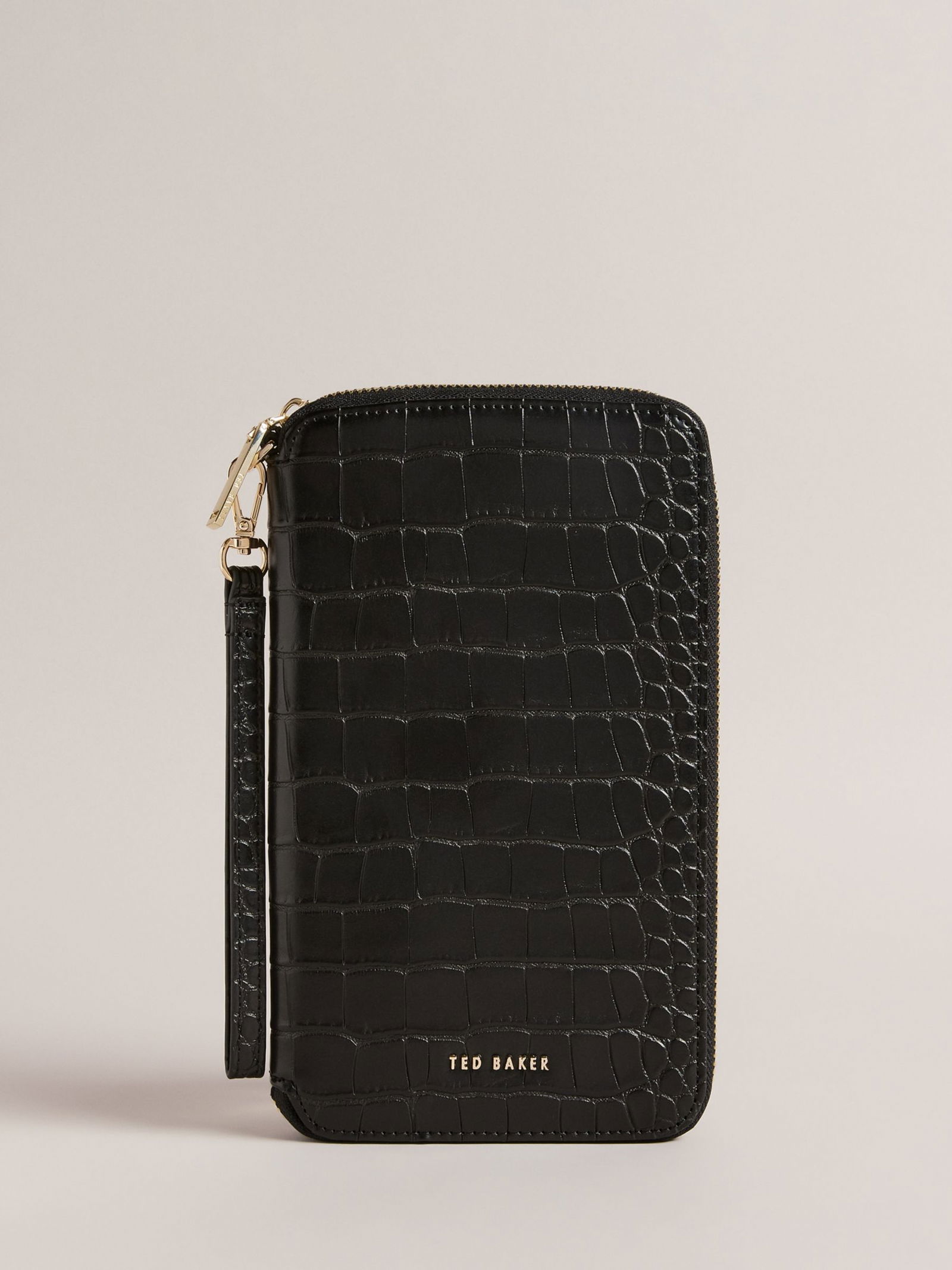 TED BAKER Stinell Croc Effect Travel Wallet in Black | endource