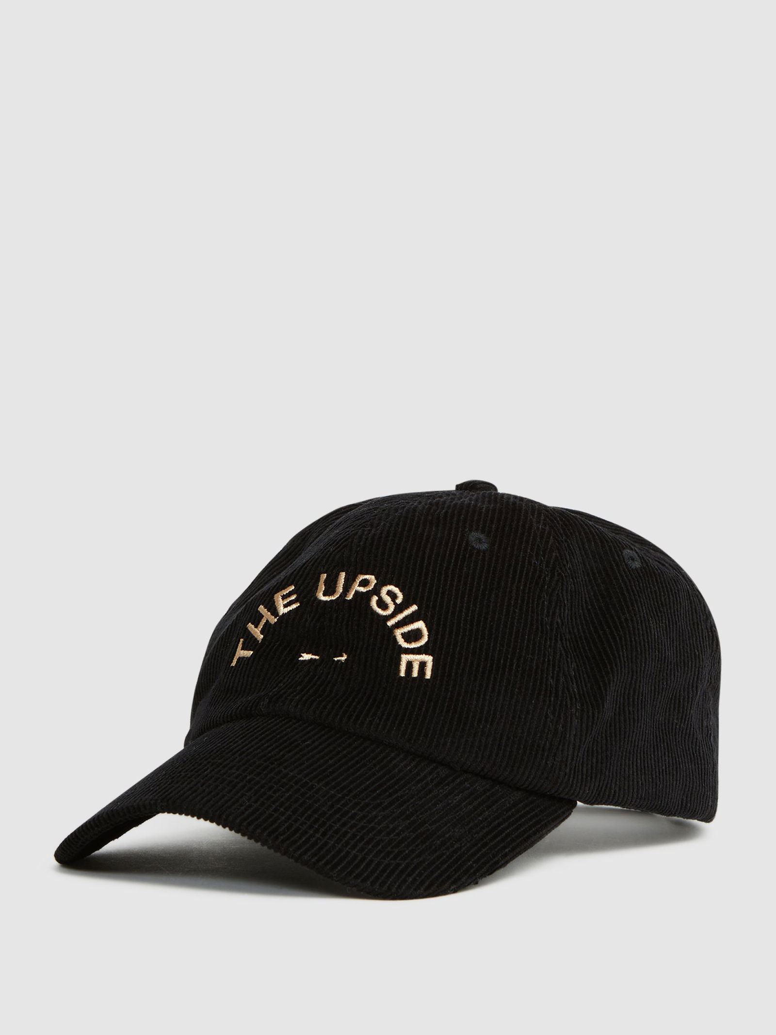 REISS The Upside Ribbed Baseball Cap in Black | Endource