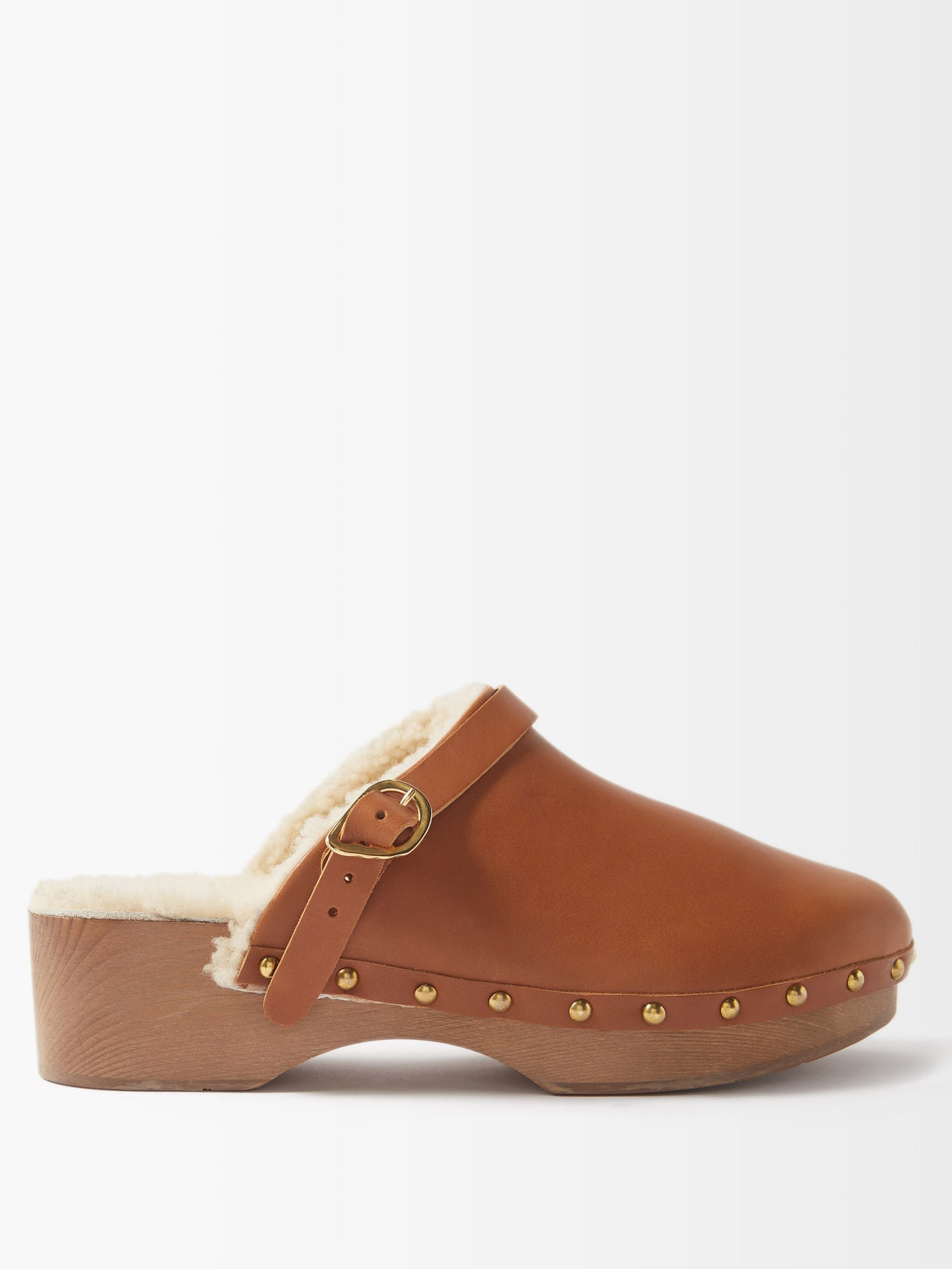 ANCIENT GREEK SANDALS Shearling-Lined Leather Clogs | endource