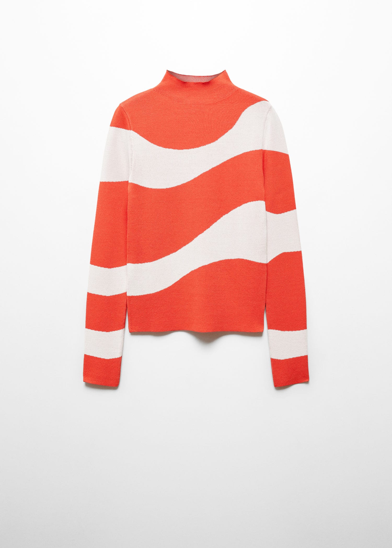 MANGO Perkins Neck Knitted Sweater in Red | endource