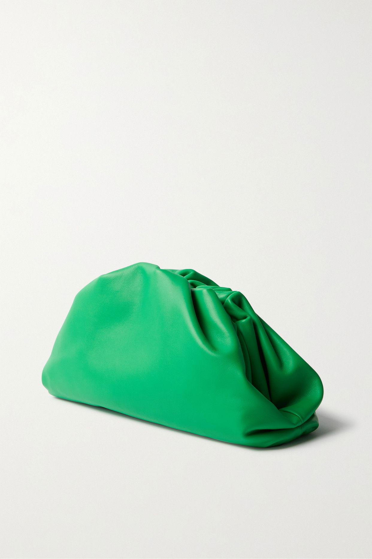 BOTTEGA VENETA Teen Pouch Small Gathered Leather Clutch in Green | Endource