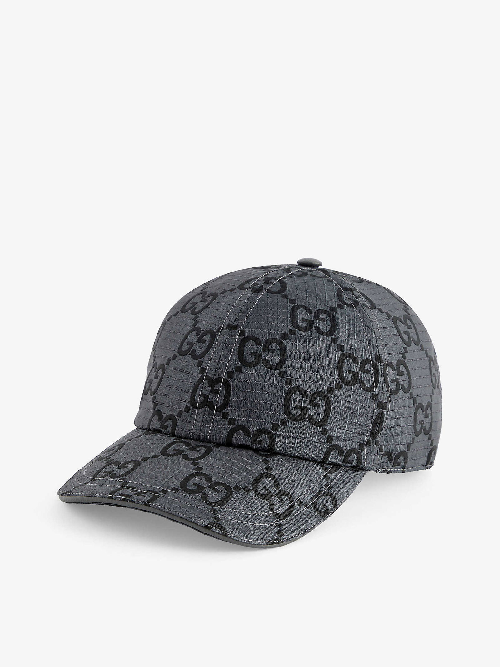 GUCCI Monogram-Pattern Gridded Woven Cap in GREY/BLACK | Endource