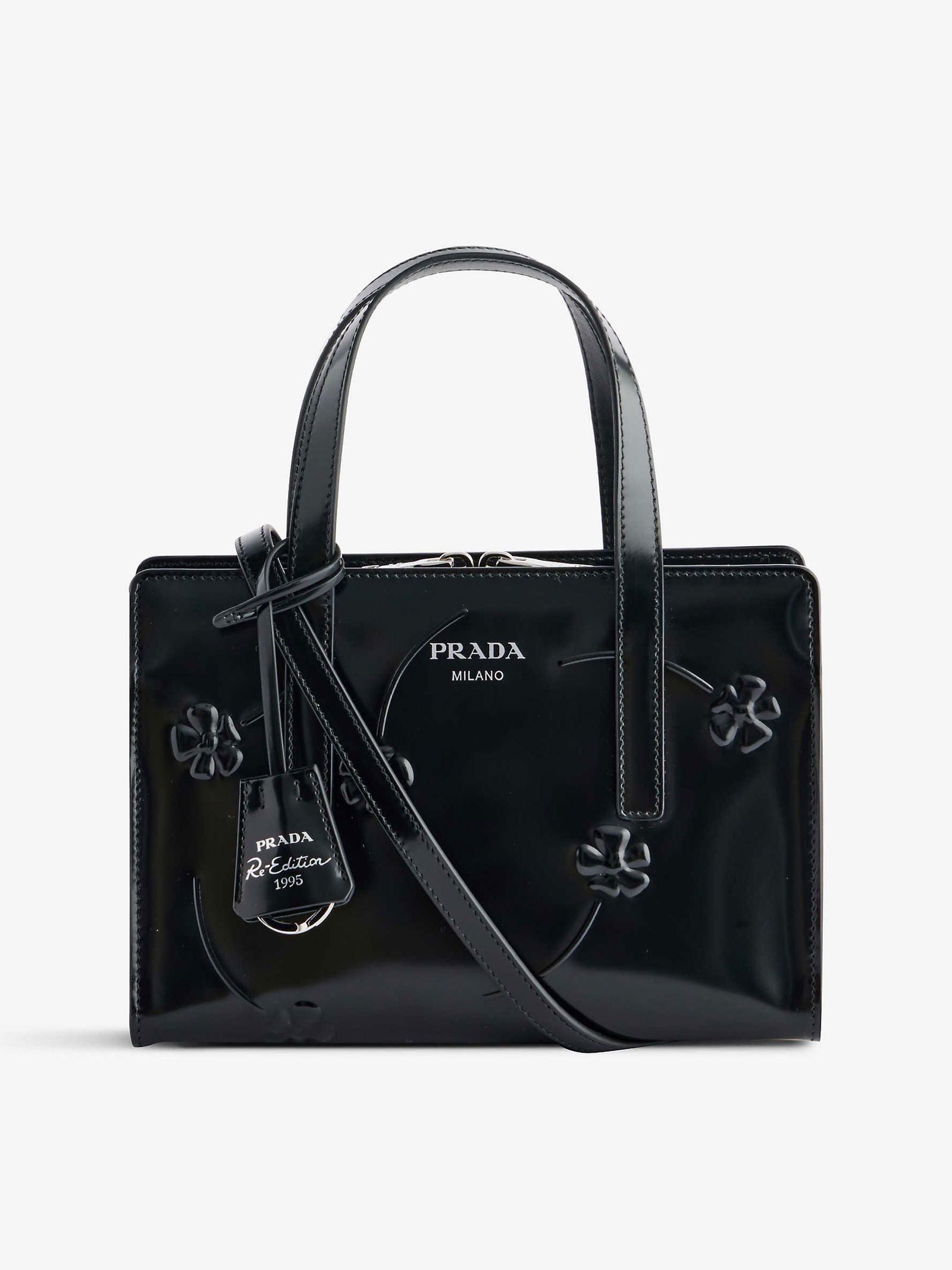 PRADA Re-Edition Mini 1995 Leather Top-Handle Bag in NERO | endource