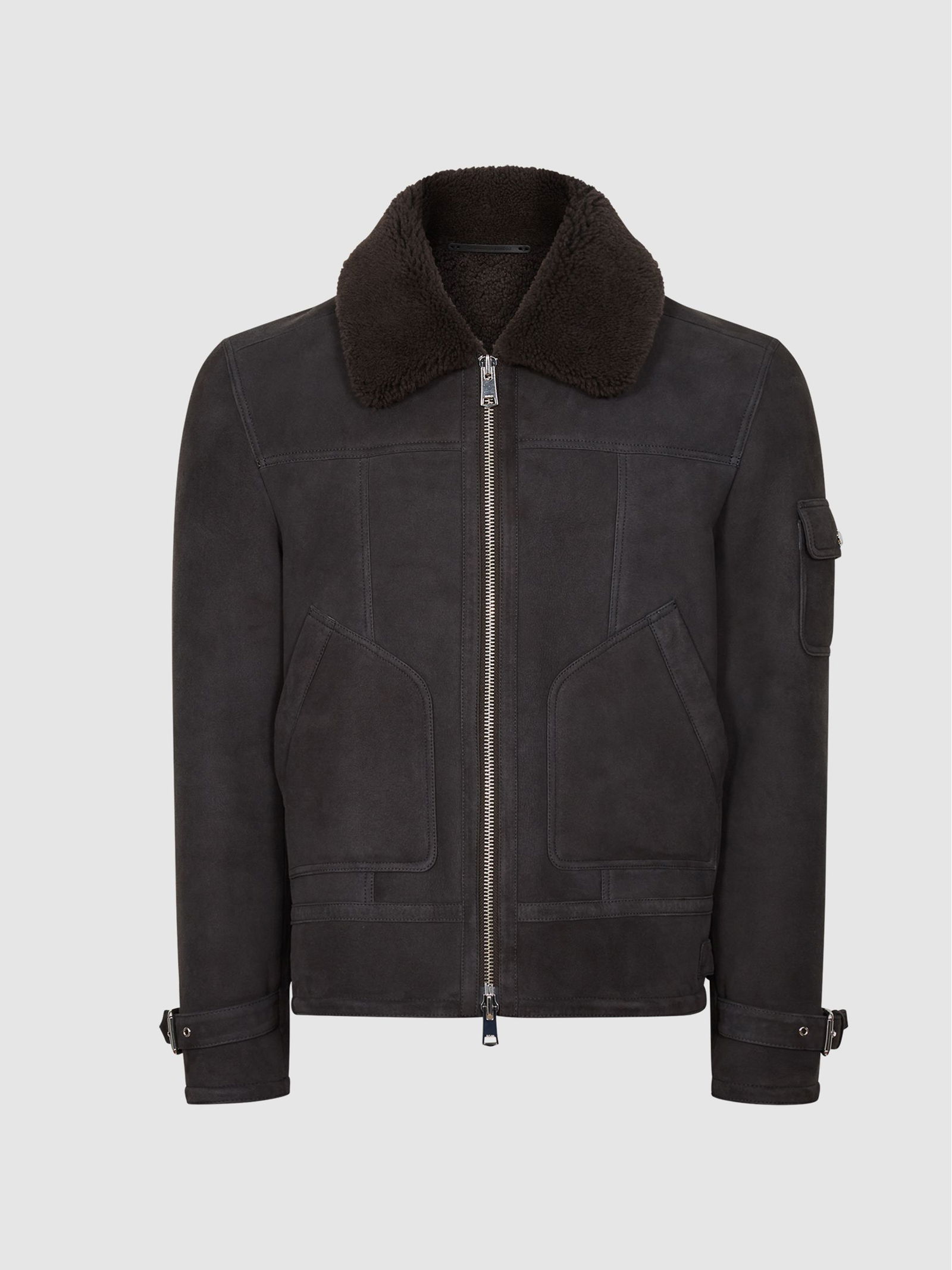 REISS York Suede Shearling Jacket | endource